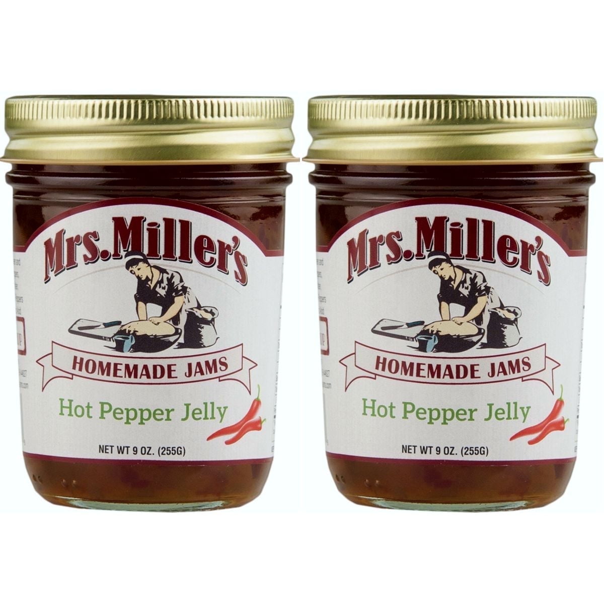 Mrs. Miller's Sweet Jalapeno Hot Pepper Jelly, Homemade, 2/9 oz. Jars ...