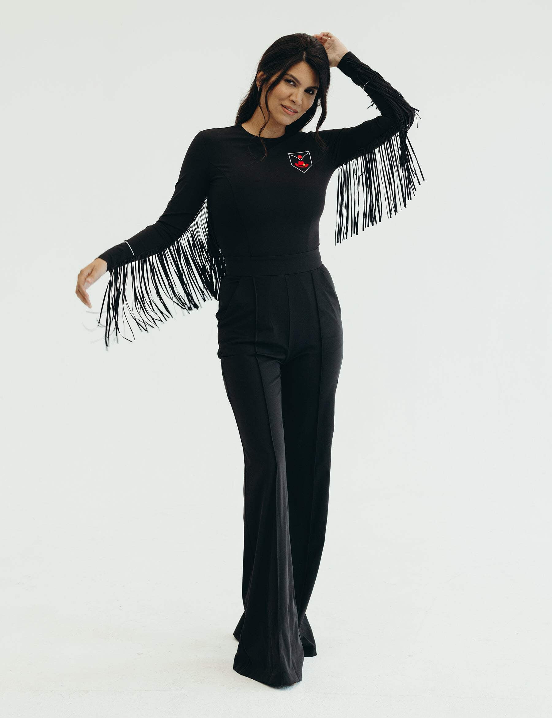 Mrs Momma Bear Long-Sleeve Fringe Arms Athleisure Black, Fringy Baby ...