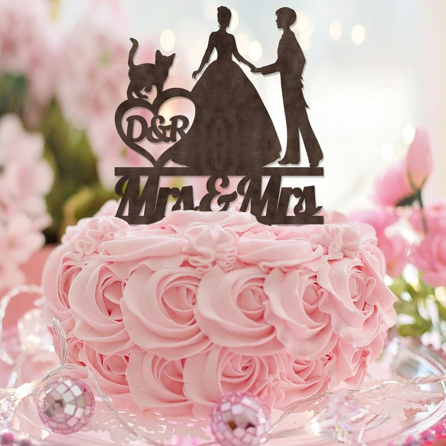 Mrs And Mrs Brown Cake Topper Bride Groom Calligraphy Female Birthday ...