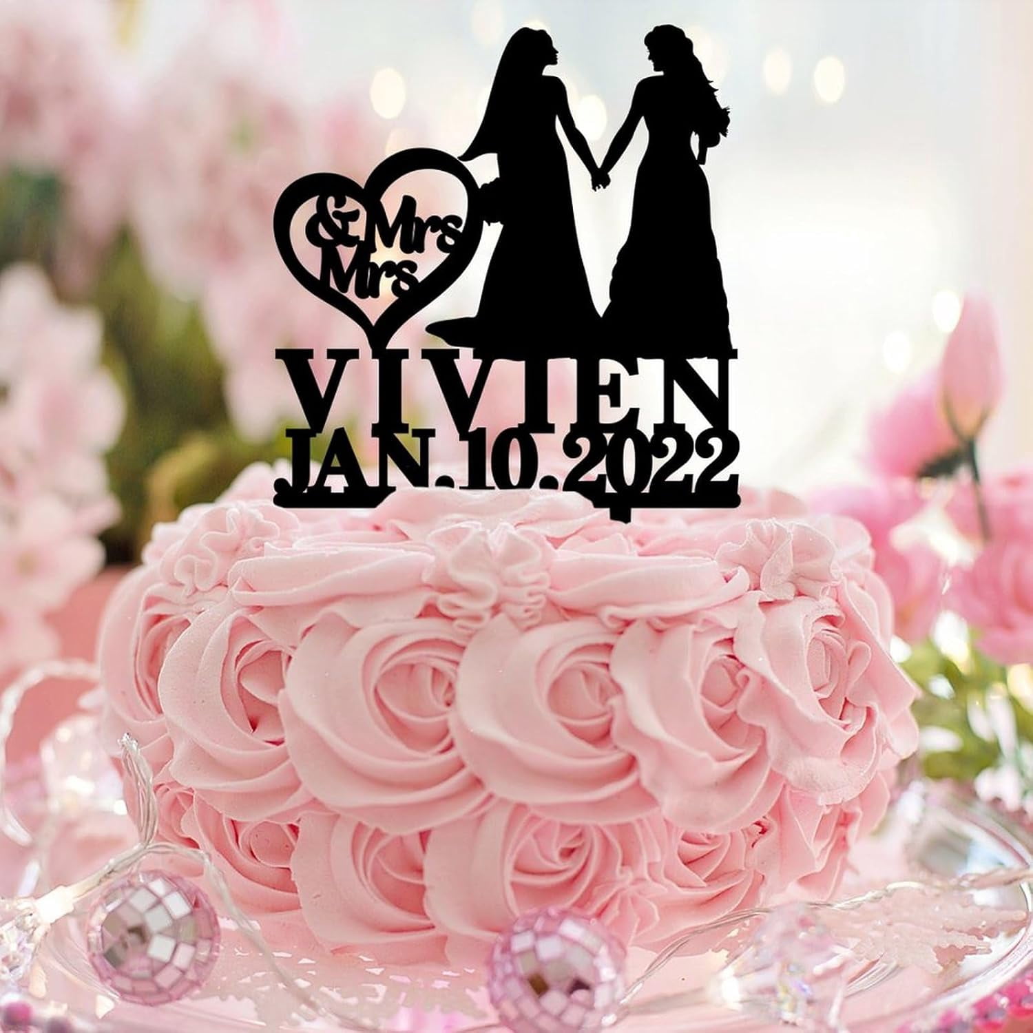Mrs And Mrs Cake Topper Initials Two Brides Name Cup Cake Topper Two ...