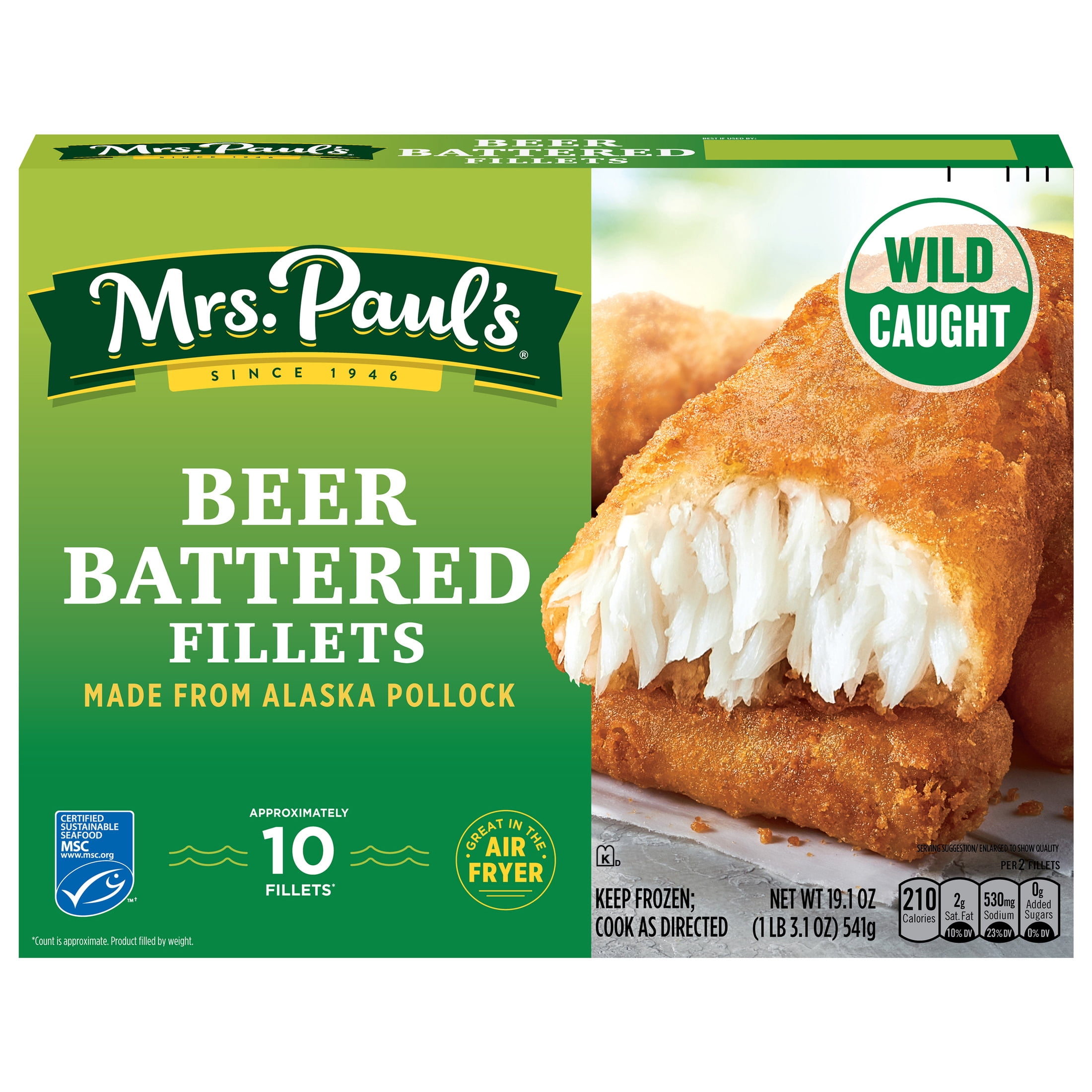 Mrs. Paul's Crispy Fish Fillets 19.45 oz 10-Count Wild-Caught Pollock ...