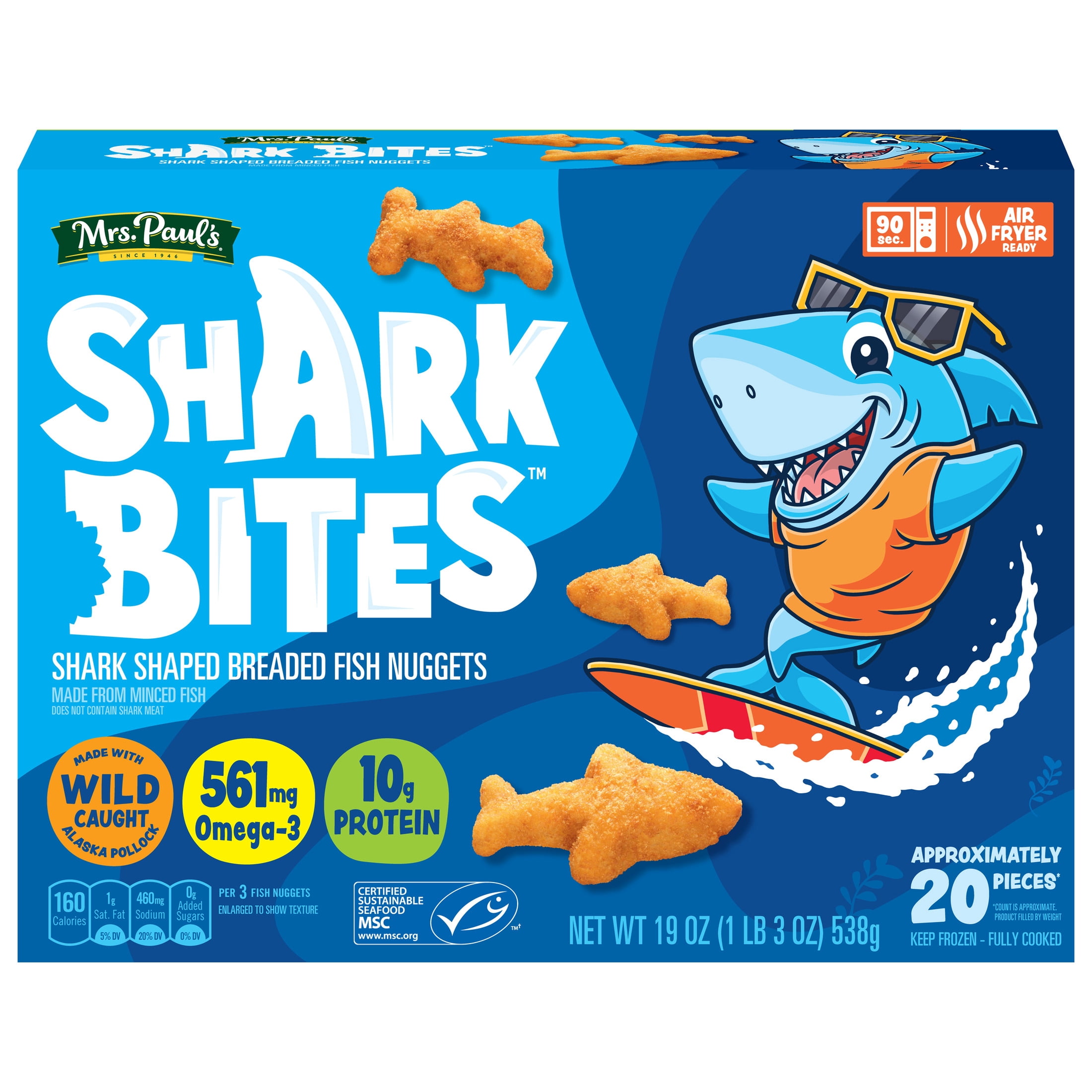 Mrs. Paul's Shark Bites, Shark Shaped Breaded Fish Nuggets, Frozen Meal ...