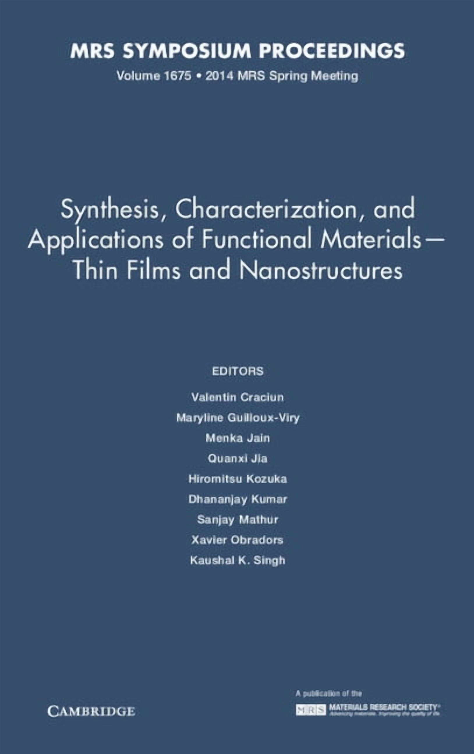 Mrs Proceedings Synthesis, Characterization, and Applications of ...