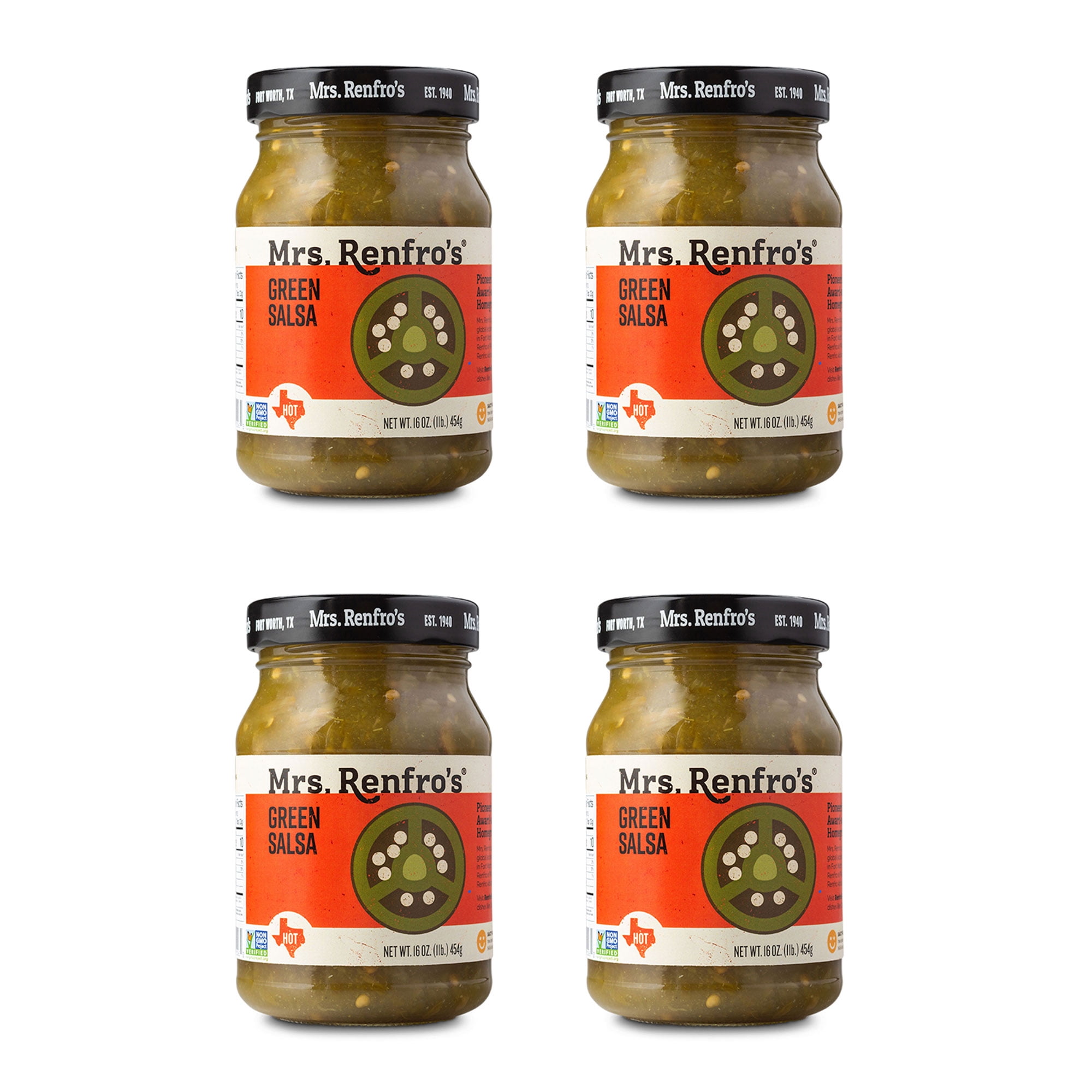 Mrs. Renfro's Hot Green Jalapeno Salsa, Tangy and Spicy Kick, 16 oz ...