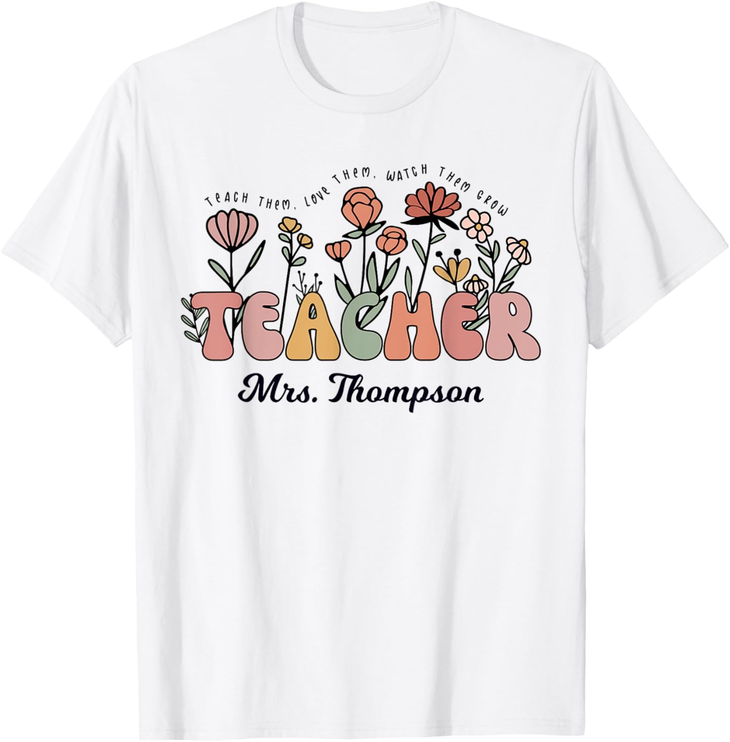 Mrs. Thompson Teacher Wildflower Women Back To School T-Shirt - Walmart.com