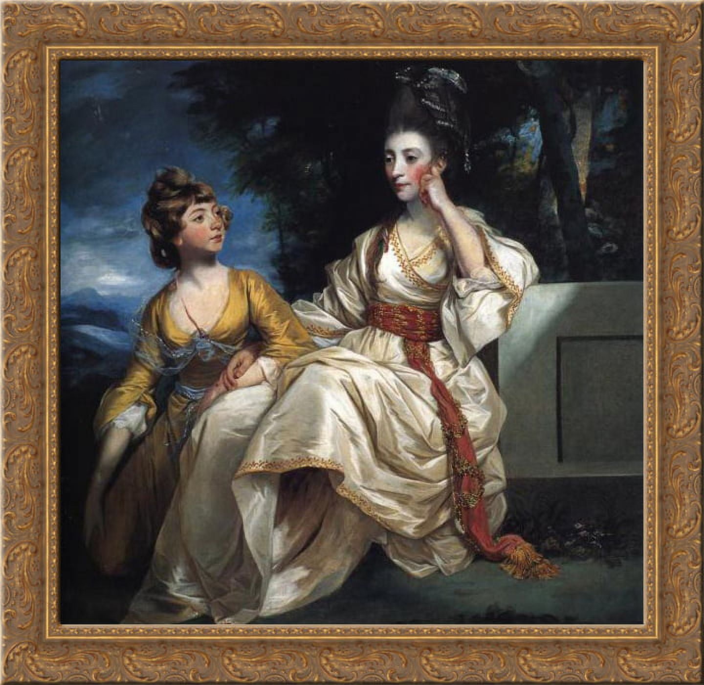 Mrs. Thrale and her Daughter Hester (Queeney) 20x20 Gold Ornate Wood ...