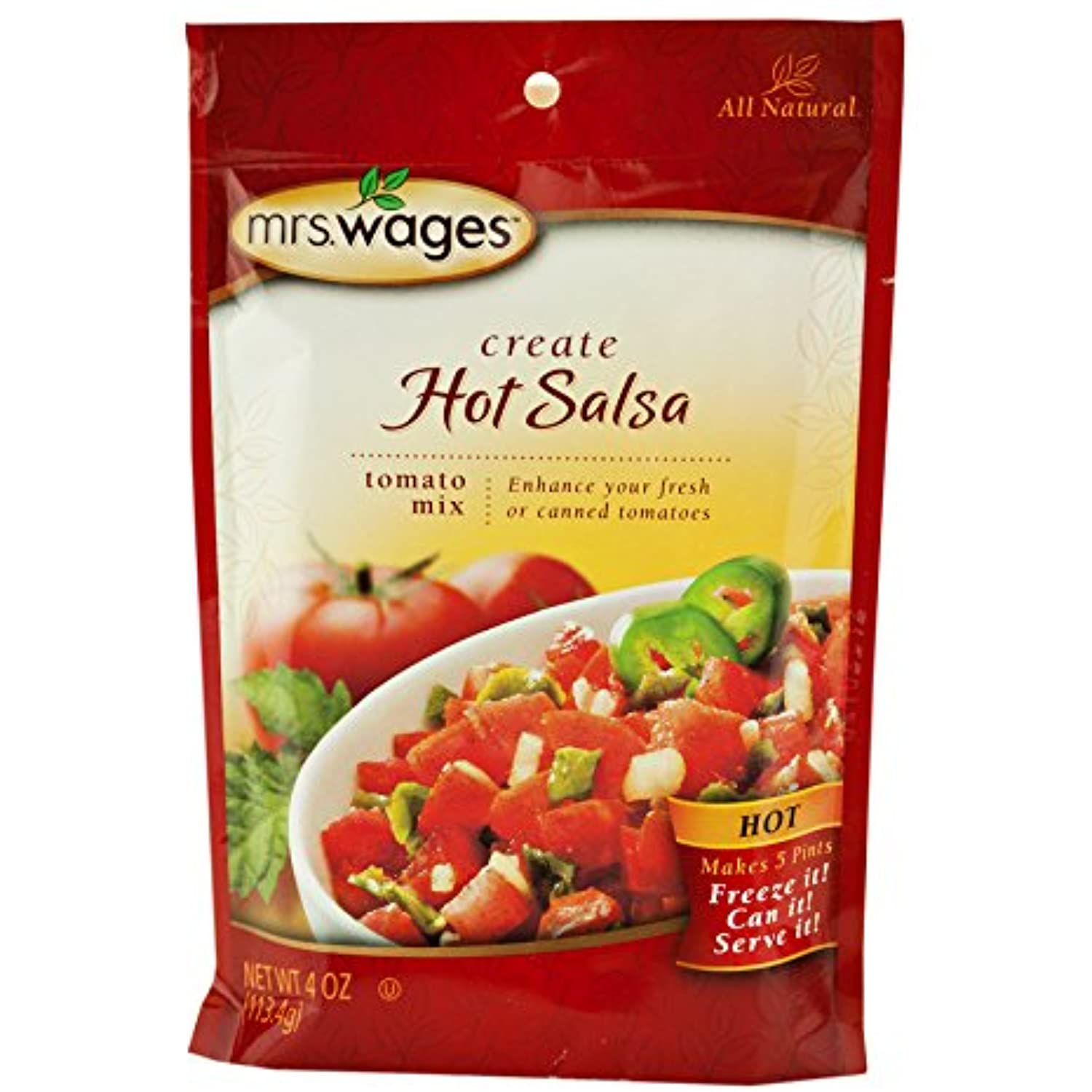 Mrs. Wages Create Your Own Salsa Mix In 4 Oz. Packets (Hot Tomato Mix ...