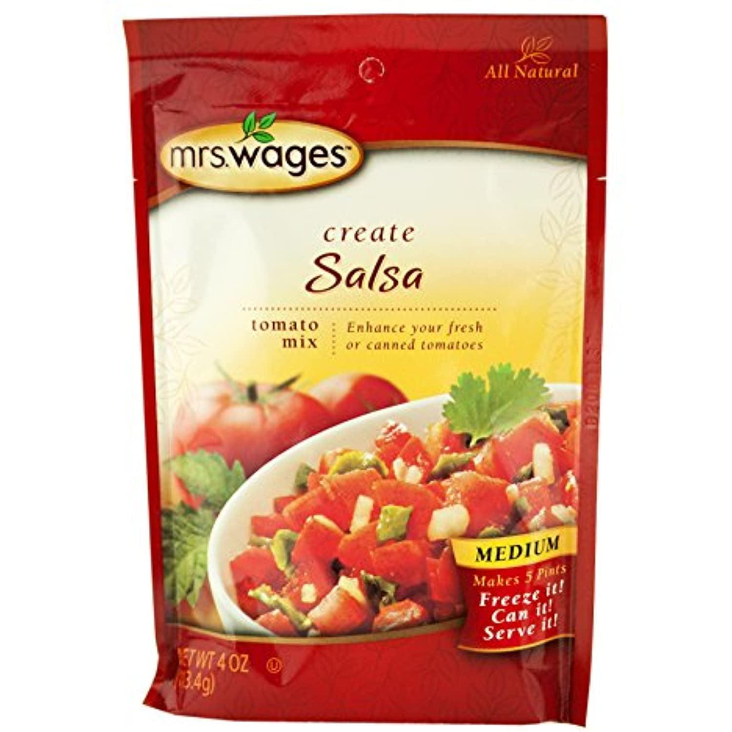 Mrs. Wages Salsa Mix Medium Tomato, 4 oz Sachets, 4 Packets, Makes 5 ...