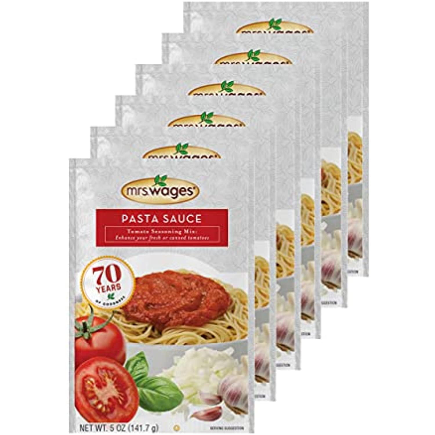Mrs. Wages Pasta Sauce Canning Mix Pack of 6, 5 Ounces Each, Makes 5 ...