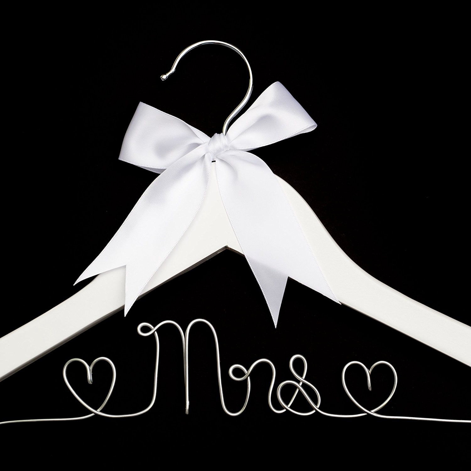 Mrs Wedding Dress Hanger, Wood and Wire Hangers for Bride (White with ...