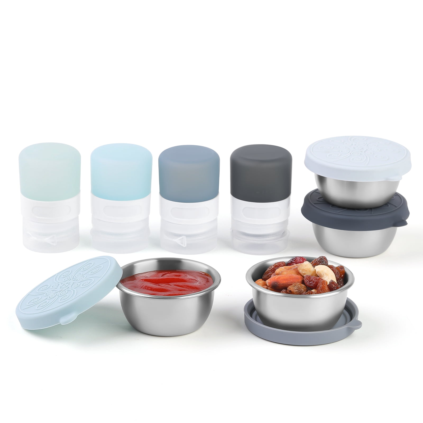 Mrsdry 8-Pack Silicone and Stainless Steel Squeezable Condiment ...