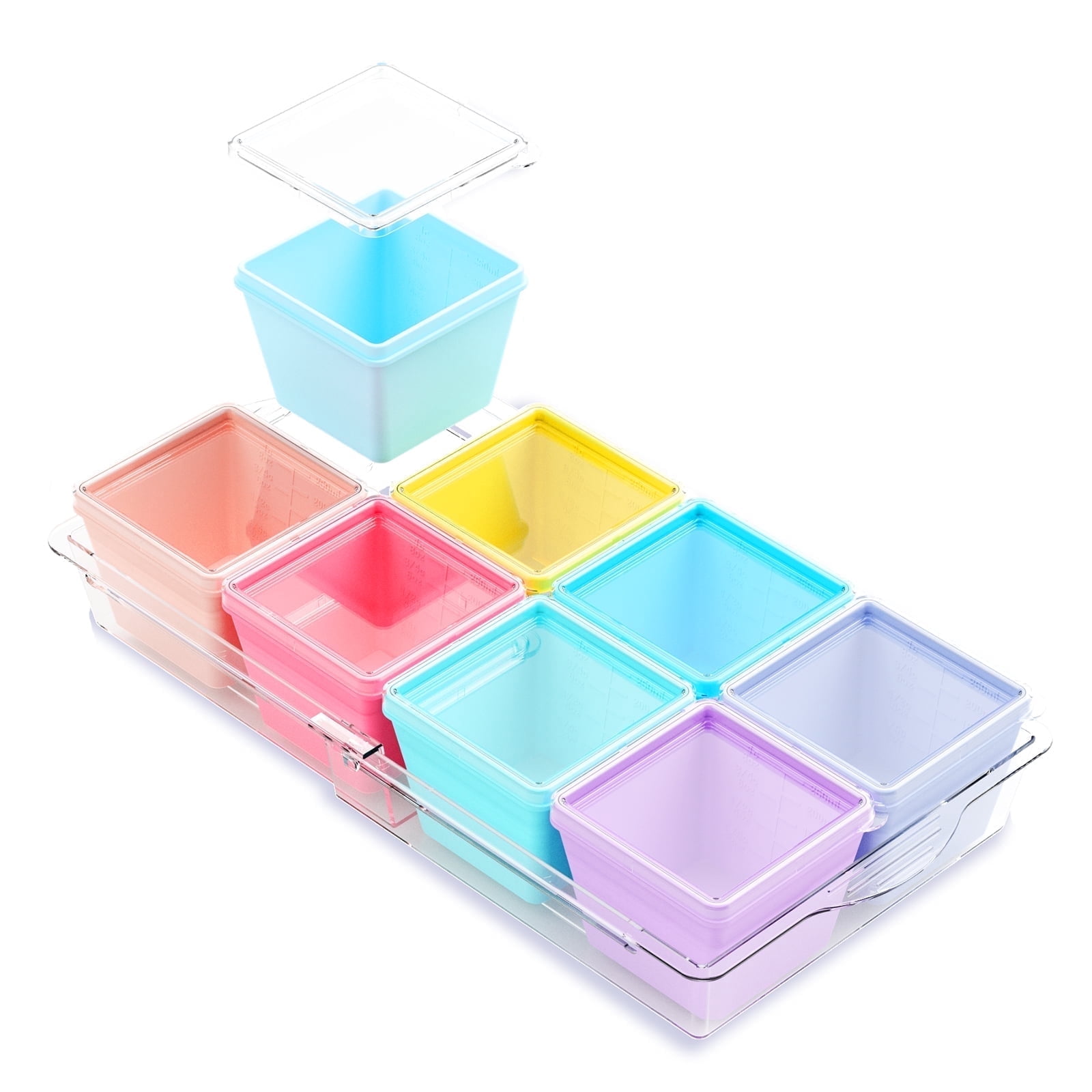 Mrsdry, Silicone Freezer Molds, 8-pack 1-cup Soup Cubes with Lids ...