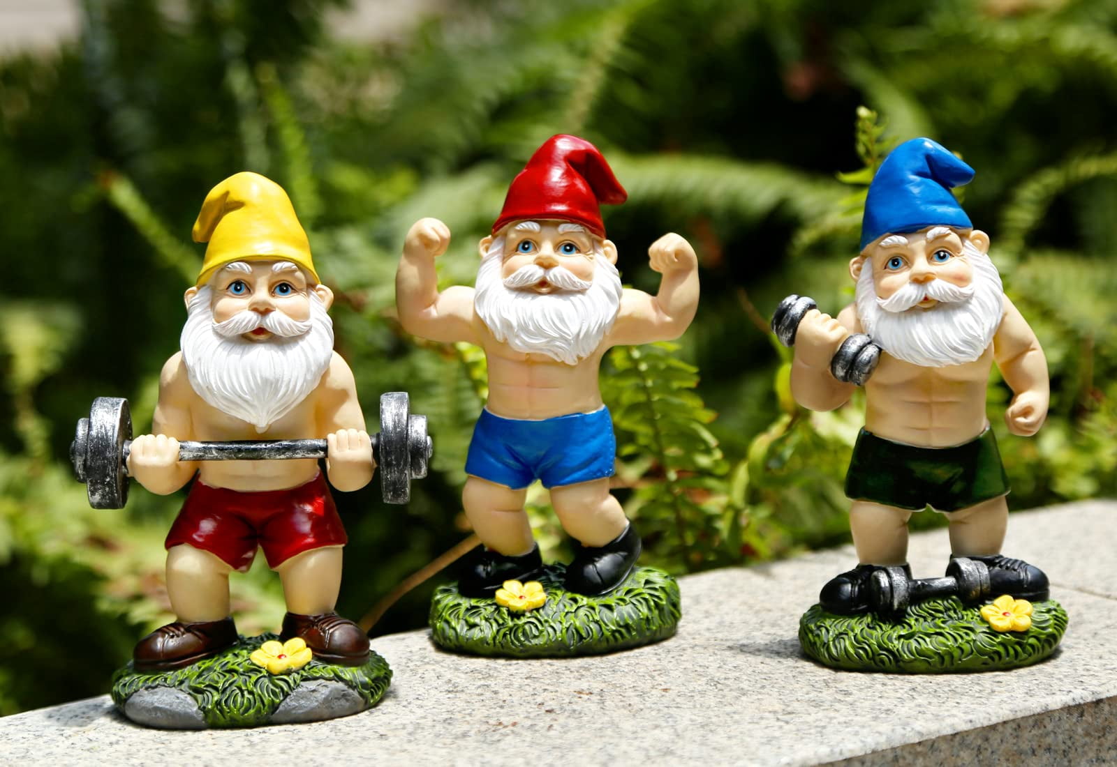 Mrsivrop Funny Workout Garden Gnomes Statues 3pcs 6.2 Inches Outdoor ...