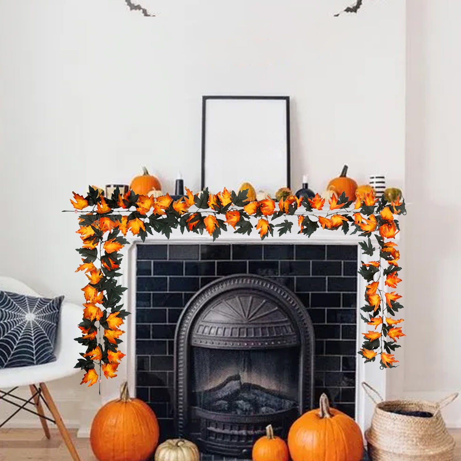 Mrzvby Halloween Decorations Simulate Green Vines Fall Garland!Artificial Maple Leaf Rattan With ...