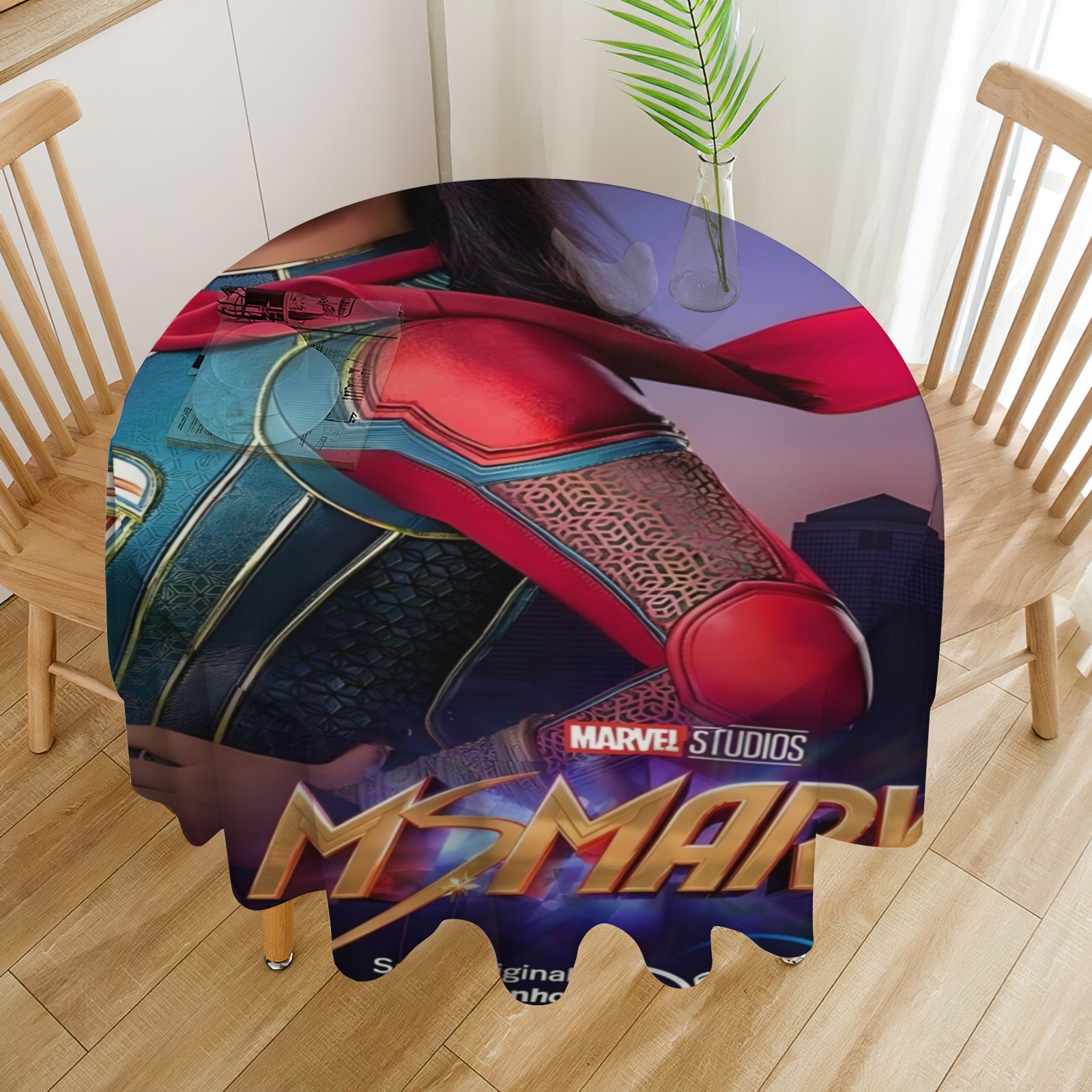 Ms. Marvels square tablecloth has an iconic print, fits most tables ...