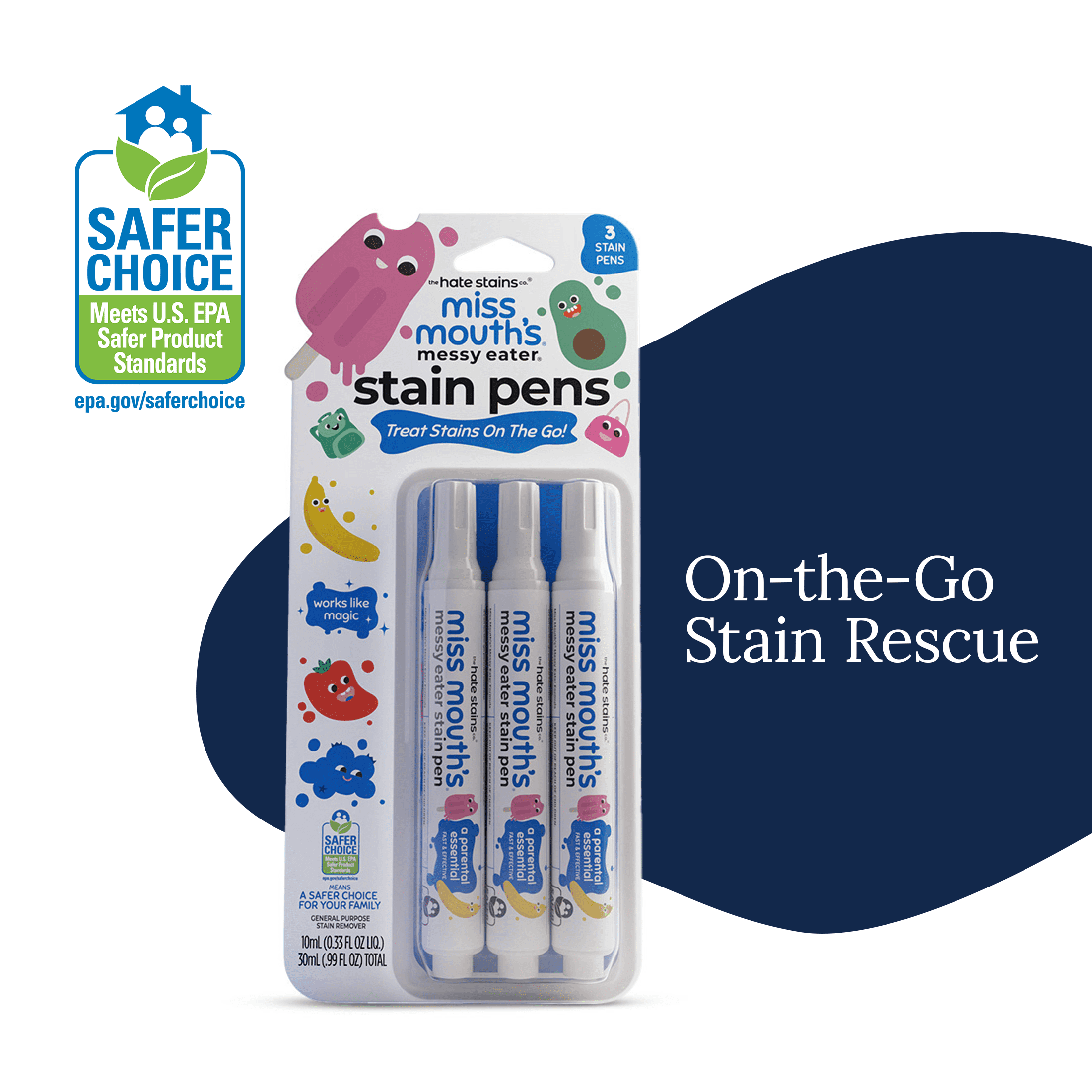 Miss Mouth's Messy Eater Stain Treater Pens for Baby & Kids, 3 Pack ...