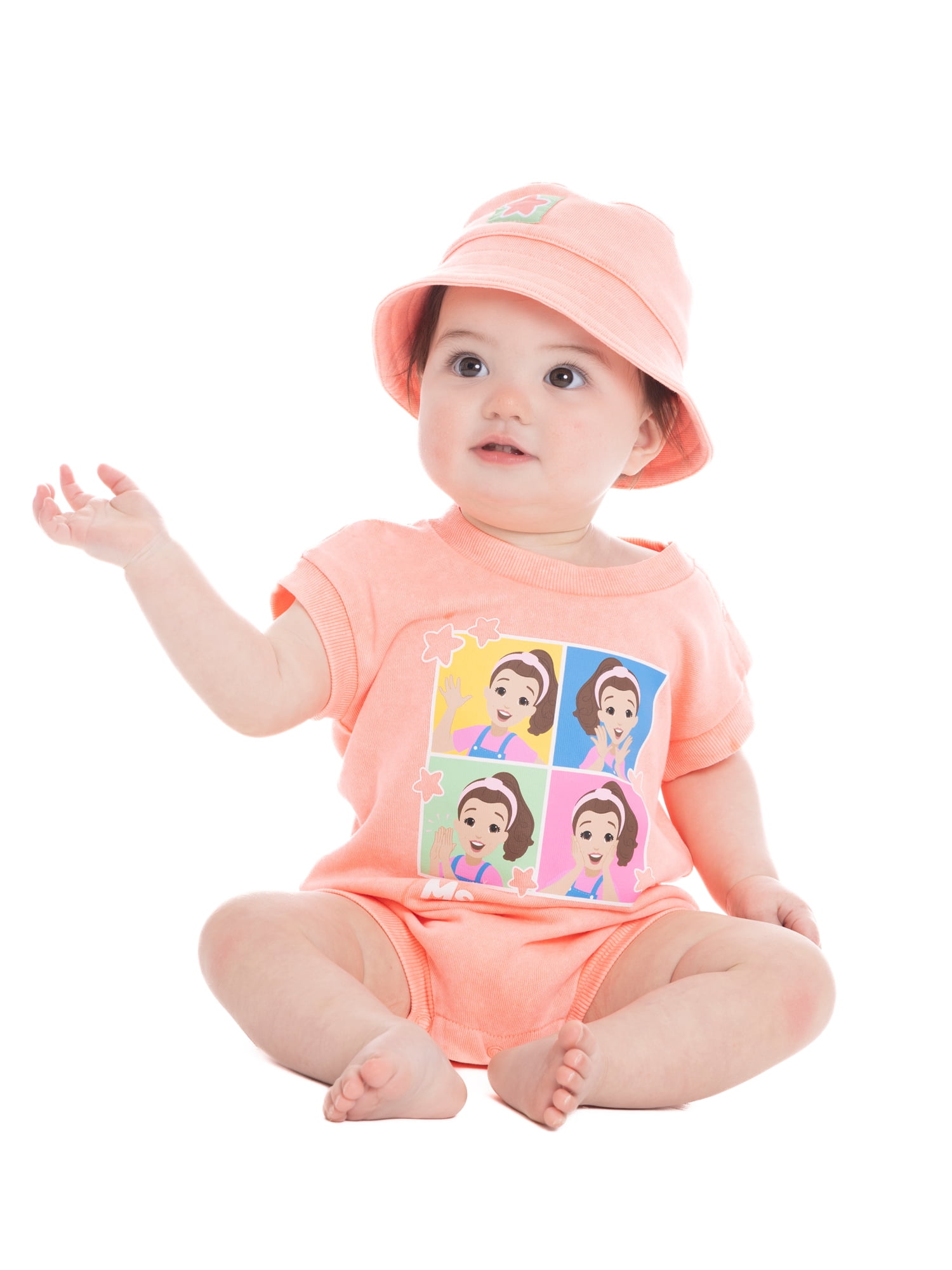 Ms. Rachel Baby Girls Graphic Romper and Bucket Hat Set, 2-Piece, Sizes ...