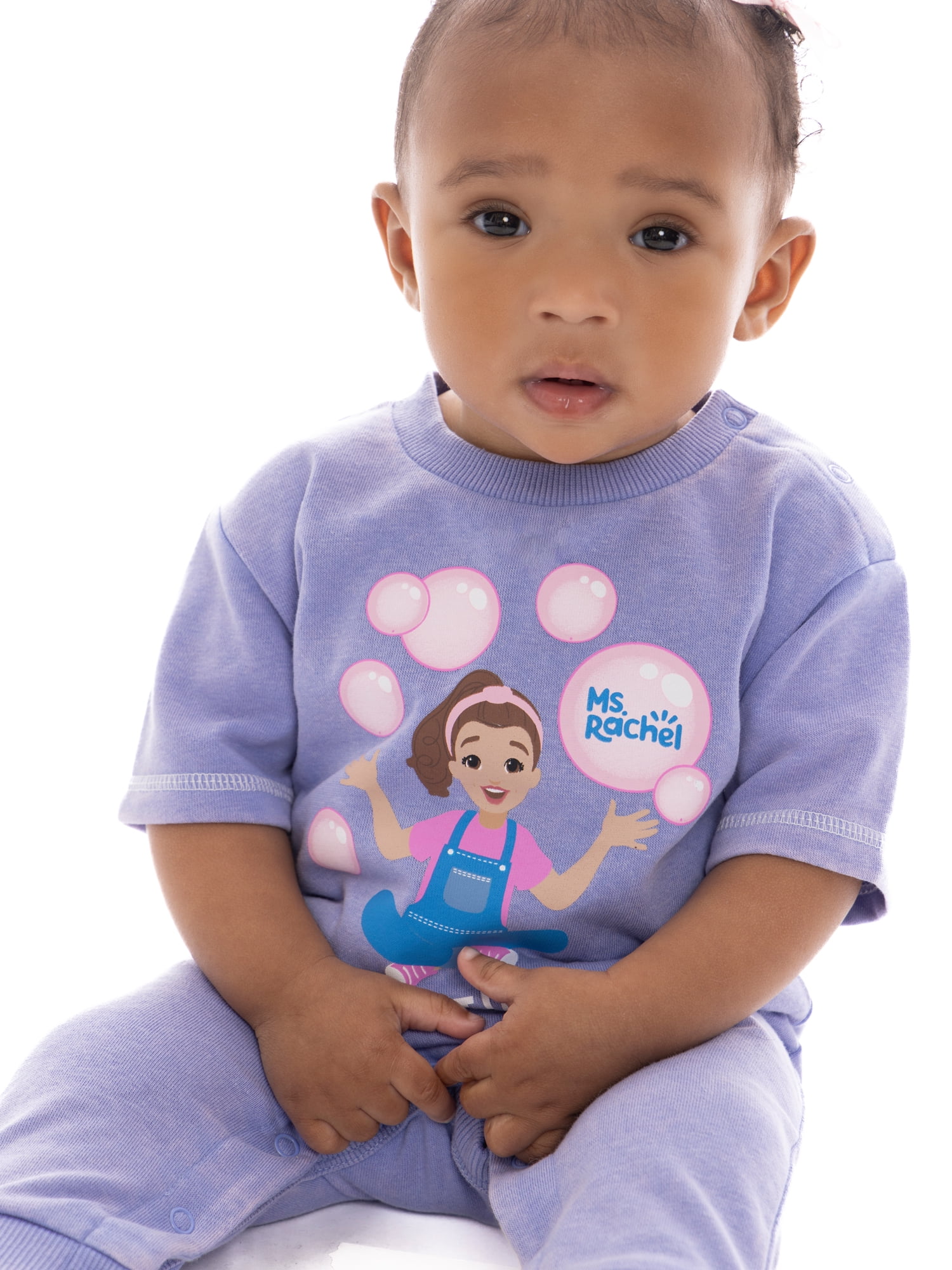 Ms. Rachel Baby Girls' Graphic Romper with Short Sleeves, Sizes 0/3M ...