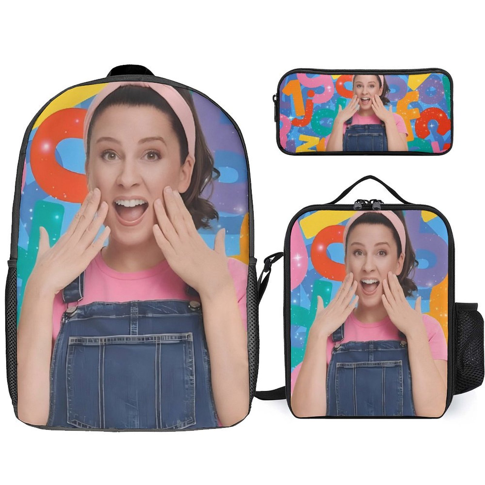 Ms. Rachel Backpack Messenger Bag Lunch Bag Pencil Case Set 17 Inch ...