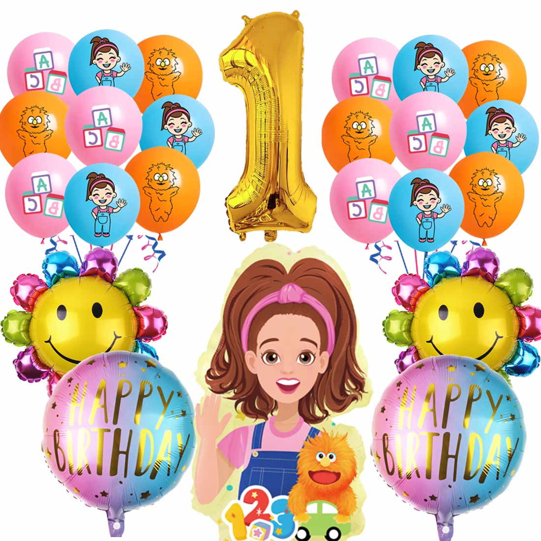 Ms Rachel Balloons Party Supplies 1st Big Number Decorations Decor Kit ...