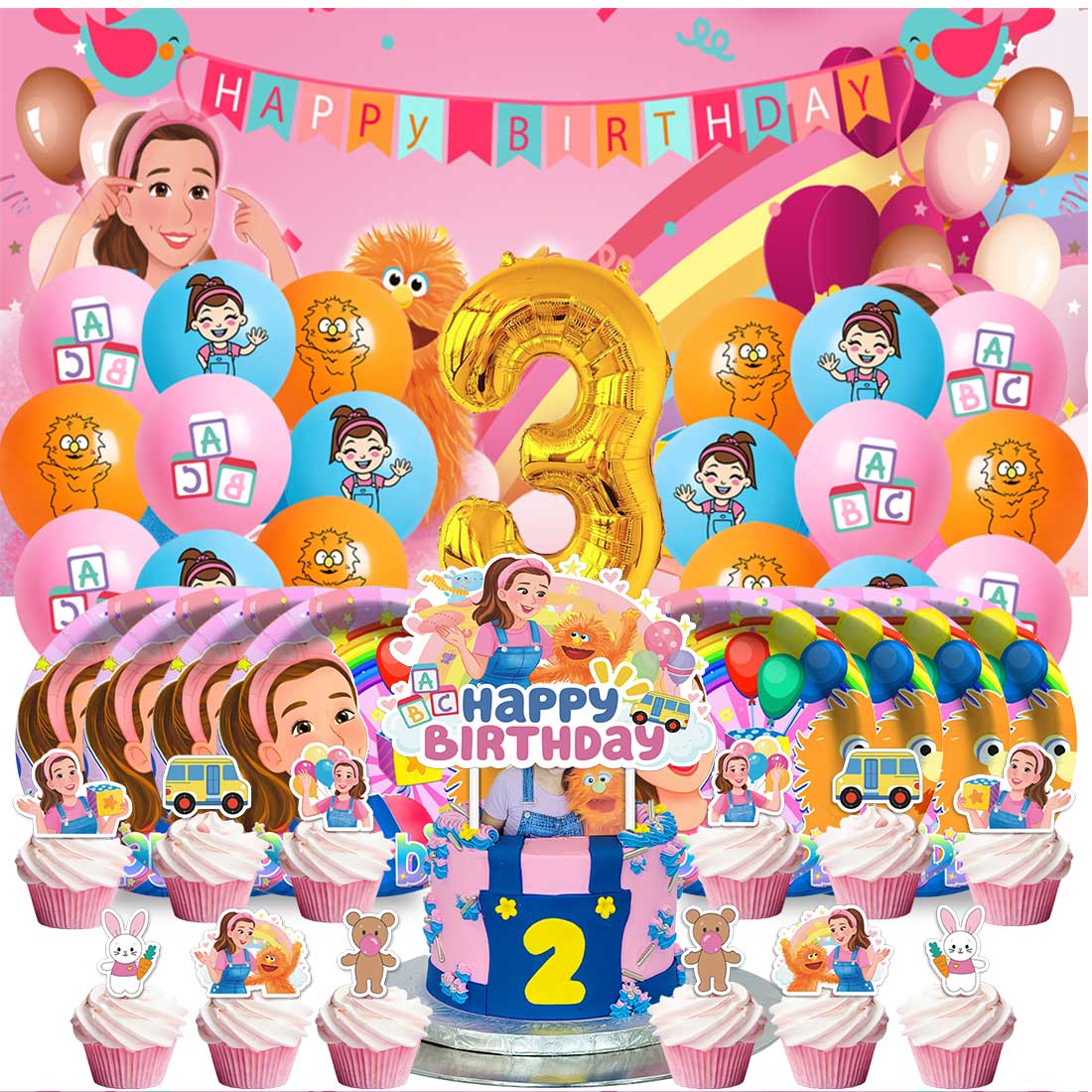 Ms Rachel Balloons Party Supplies 3rd Decor Tableware Birthday Cake ...