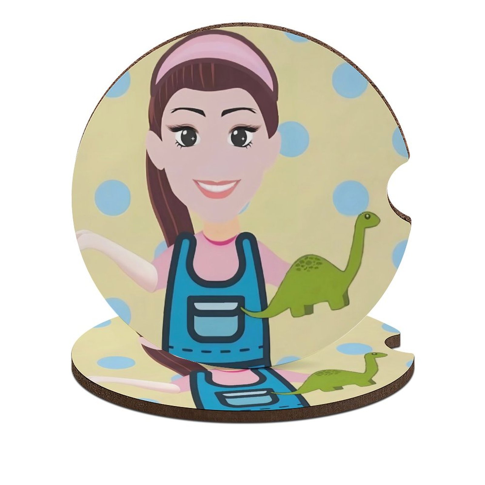 Ms. Rachel Cartoon car coaster with finger notches and cork base car ...