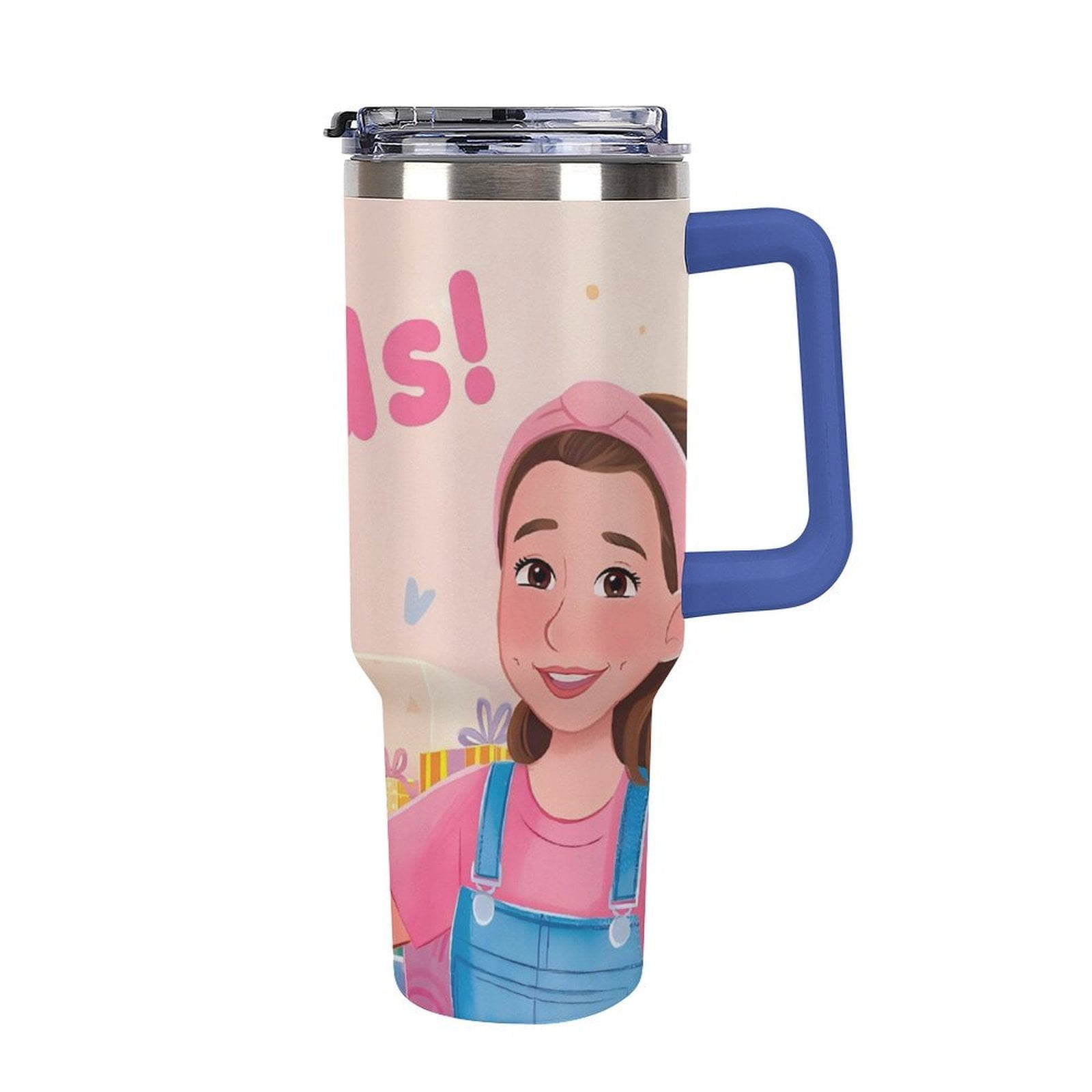 Ms. Rachel Cute cartoon car mug travel mug with handle and straw 40oz ...
