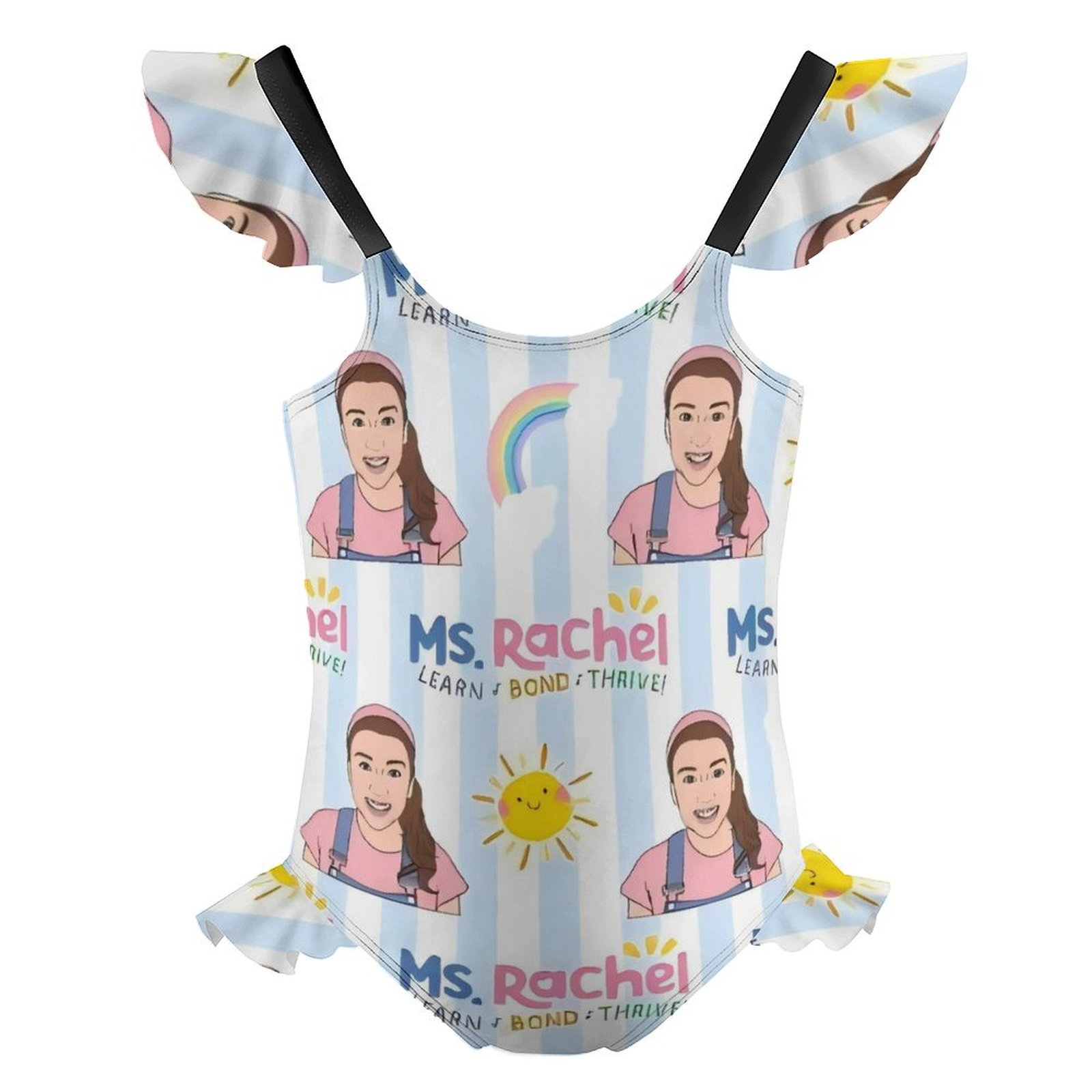 Ms. Rachel Girls One-piece Cute Swimsuit Quick Dry Ruffles 8-10Y（130cm ...