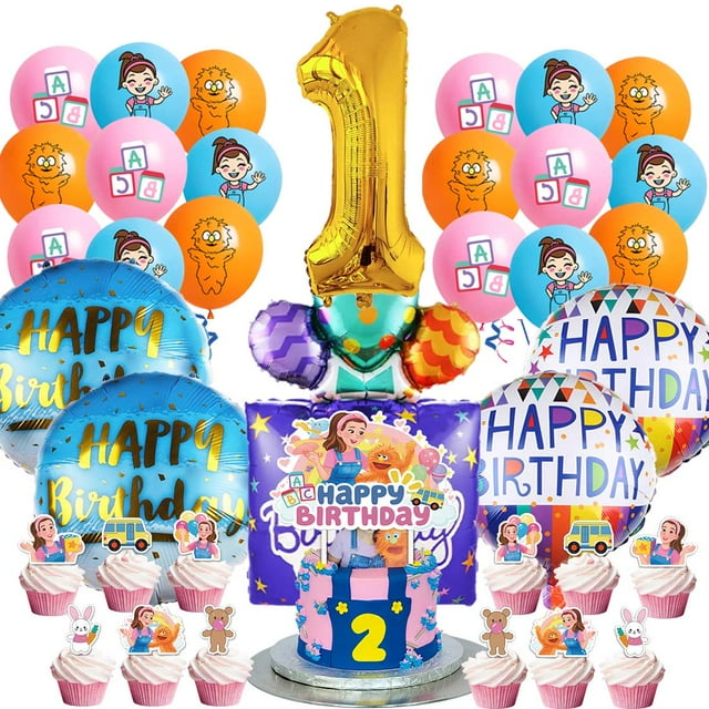 Ms Rachel Party Supplies 1st Decor Kit Balloons Birthday Cake Topper ...