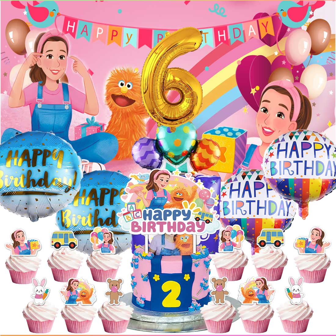 Ms Rachel Party Supplies Decor 6th Kit Balloons Birthday Cake Topper ...
