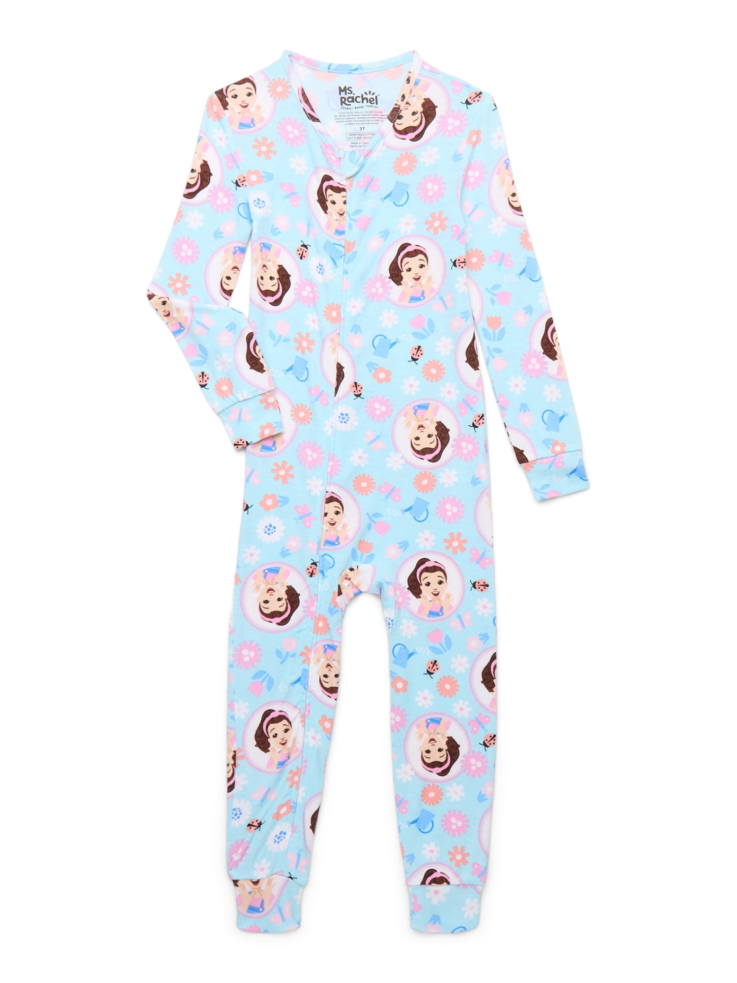 Ms. Rachel Toddler Girls' Print One-Piece Sleeper, Sizes 12M-5T ...