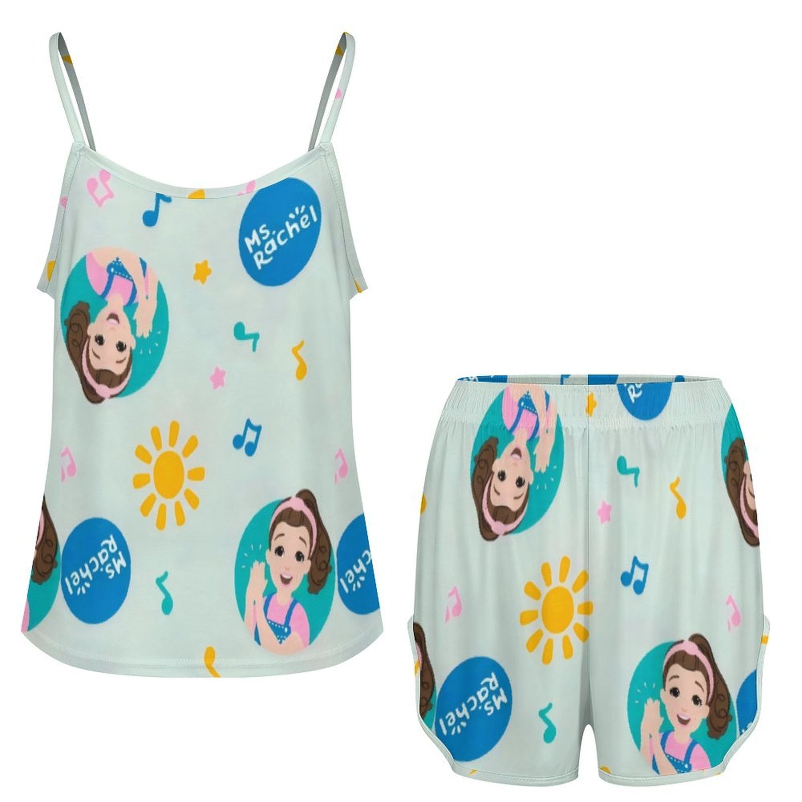 Ms. Rachel Women'S Two-Piece Ice Silk Pajama Set Camisole Top And ...