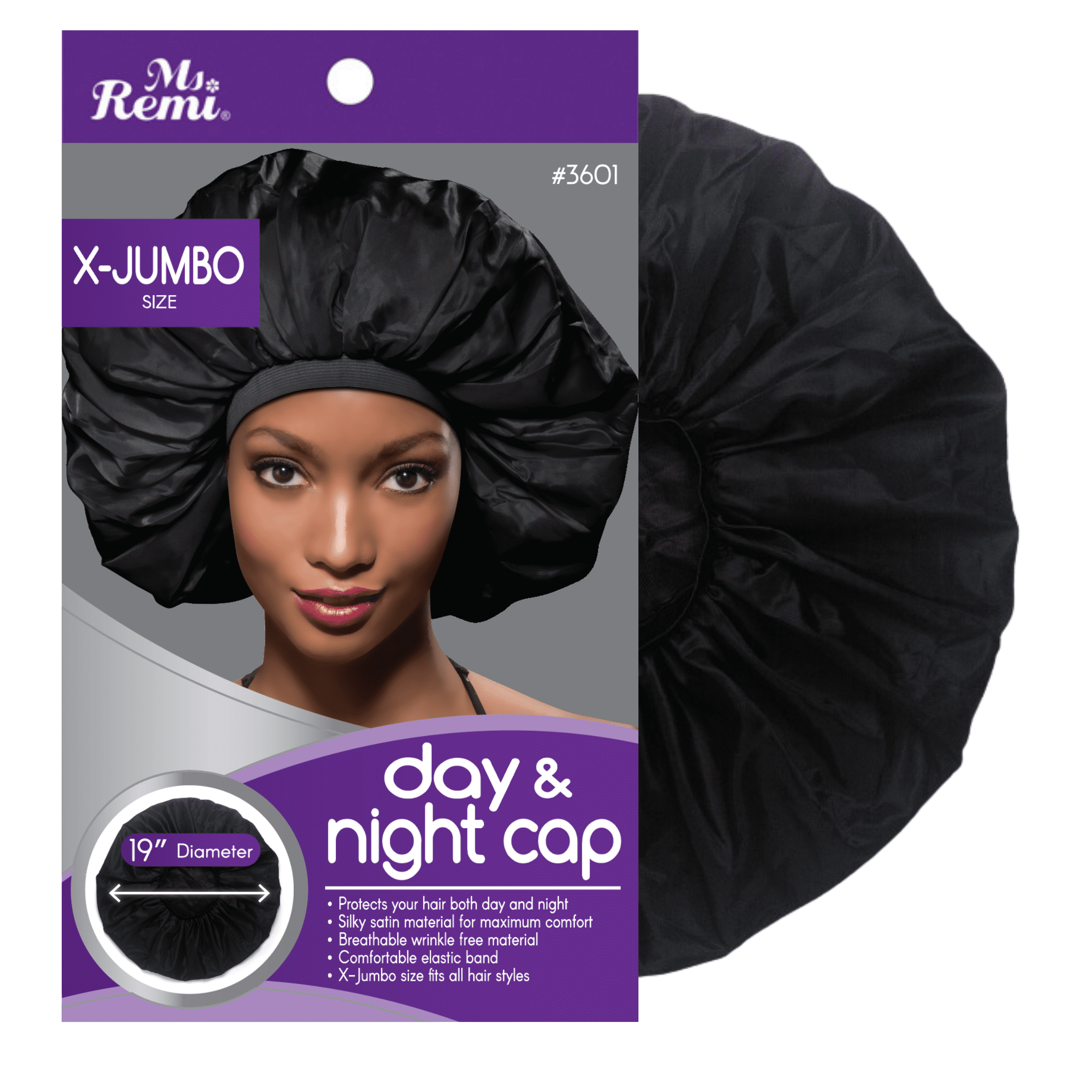 Ms. Remi Extra Jumbo Day & Night Cap, 1Pc Women's Hair Bonnet, Black ...