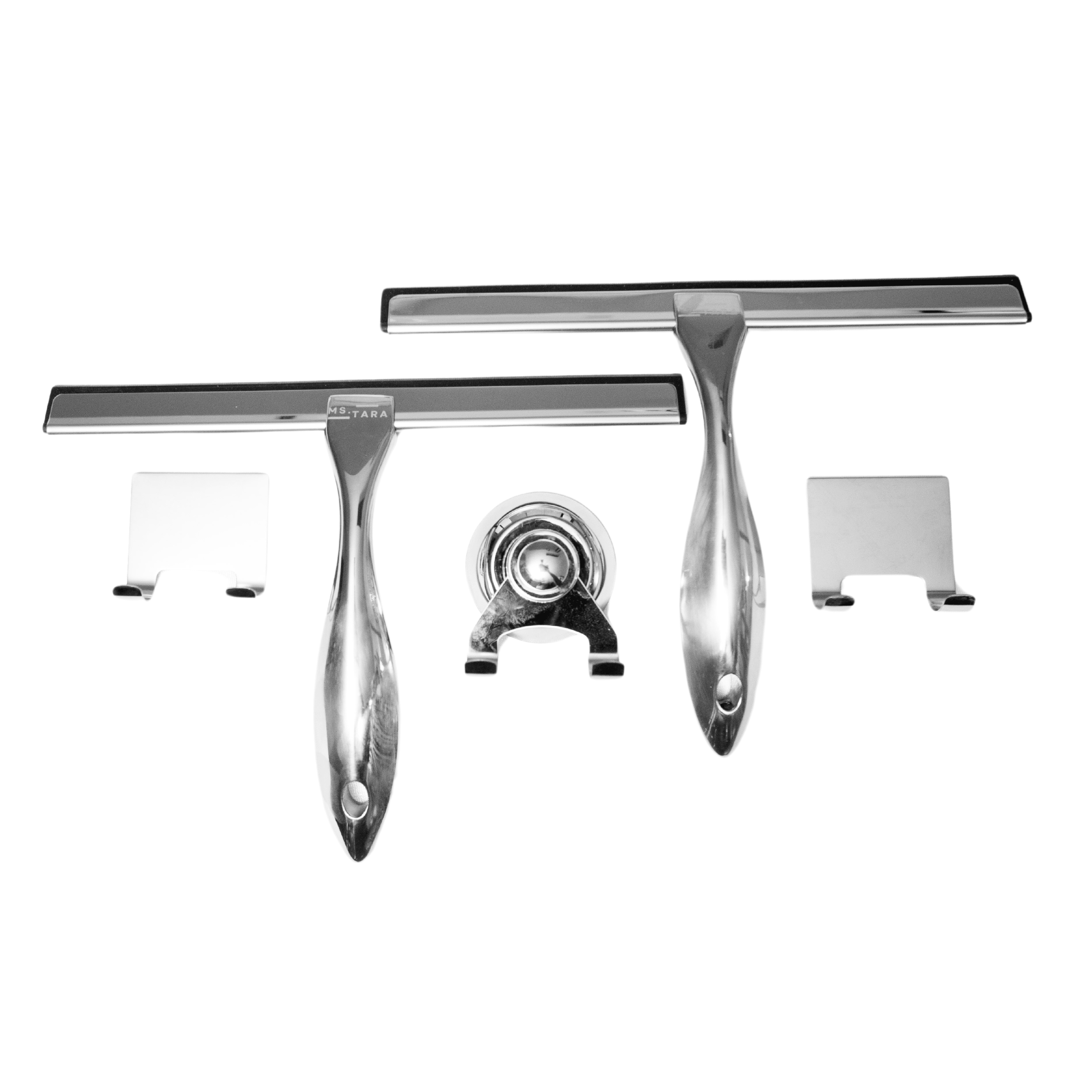 Ms. Tara Premium Squeegee Set - 2-Pack with 2 Hooks and 1 Extra Suction ...