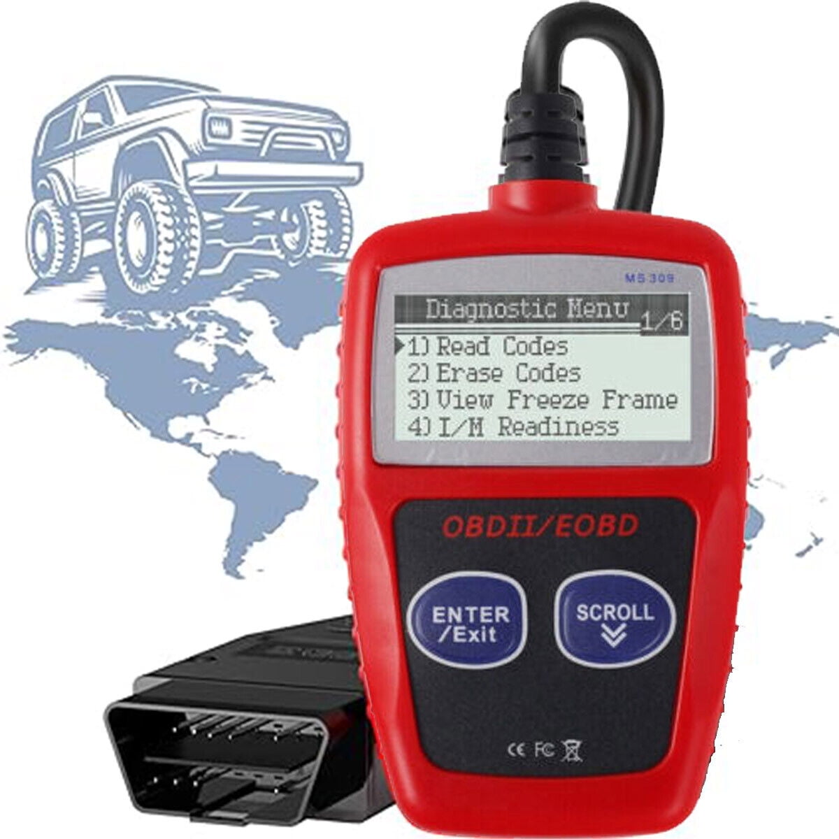 Ms309 Automotive Code Reader Obd2 Scanner Car Check Engine Fault ...