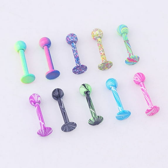 MsOrange 10PCS/Set 16G Stainless Steel Tragus Ball Lip Labret Rings Bar ...