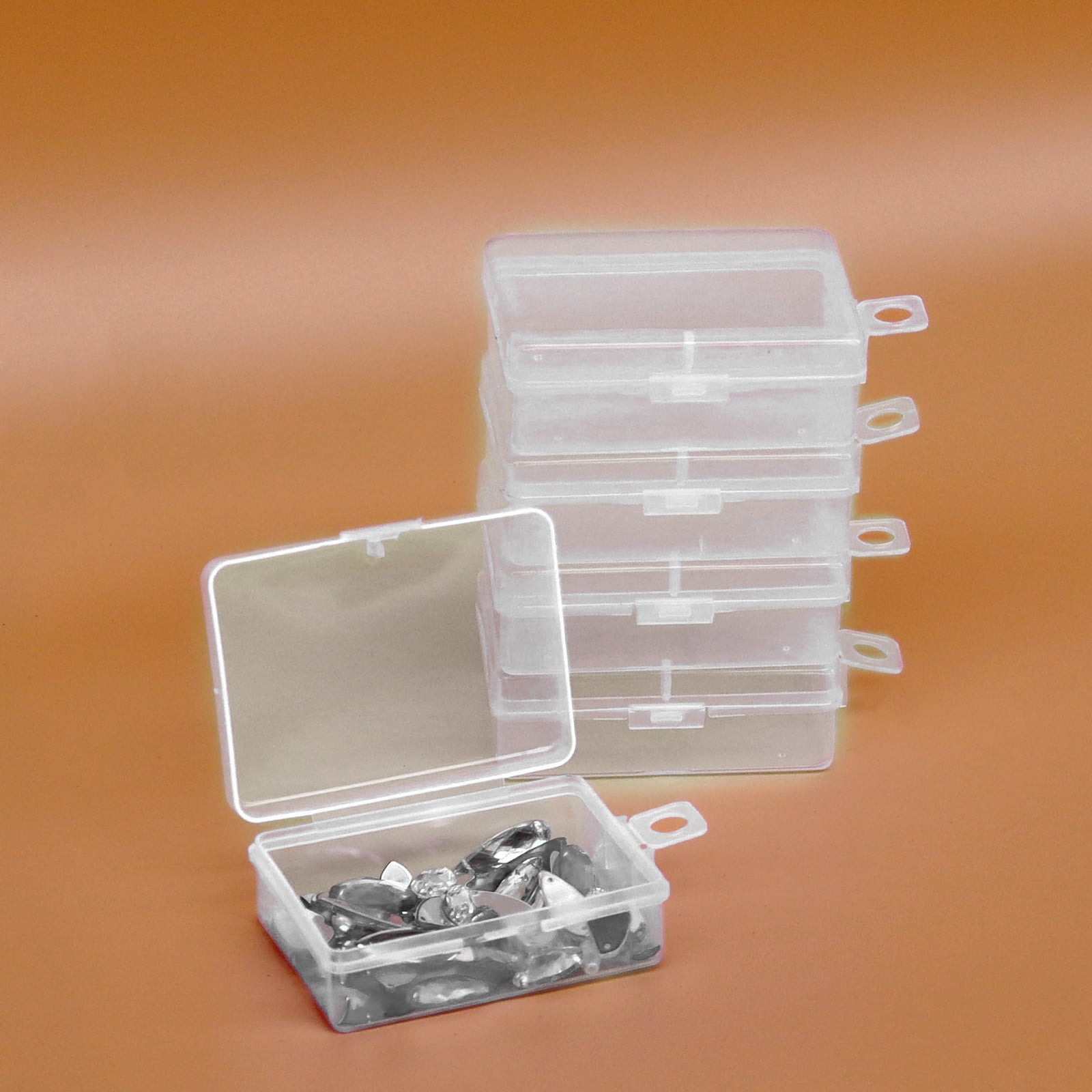 MsOrange 12 PCs Small Clear Plastic Beads Storage Containers Box with ...