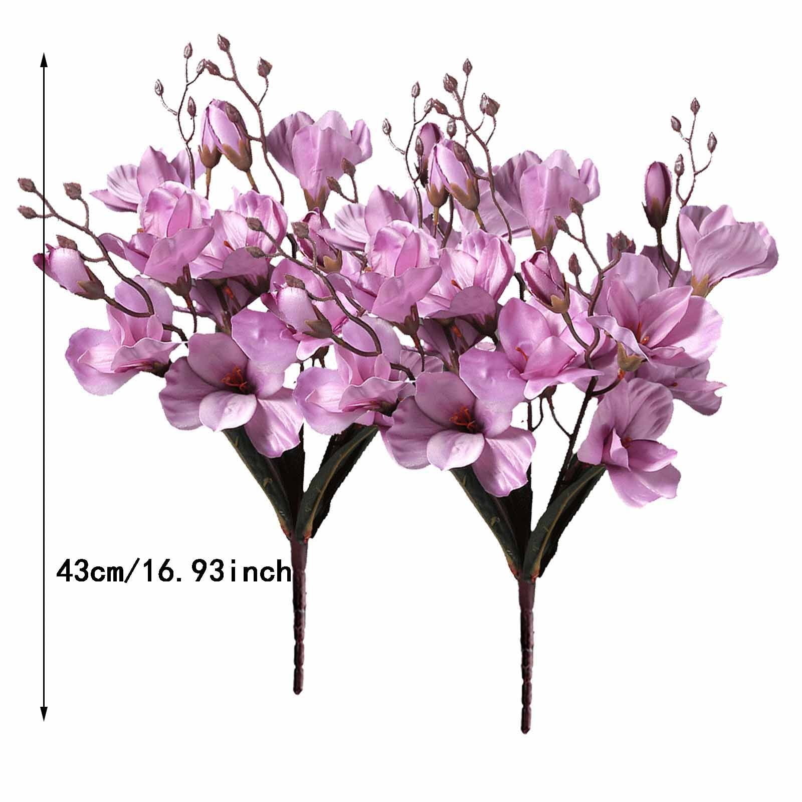 MsOrange 2pcs 5 Forks 20 Heads Artificial Magnolia Flowers, Fake Real ...