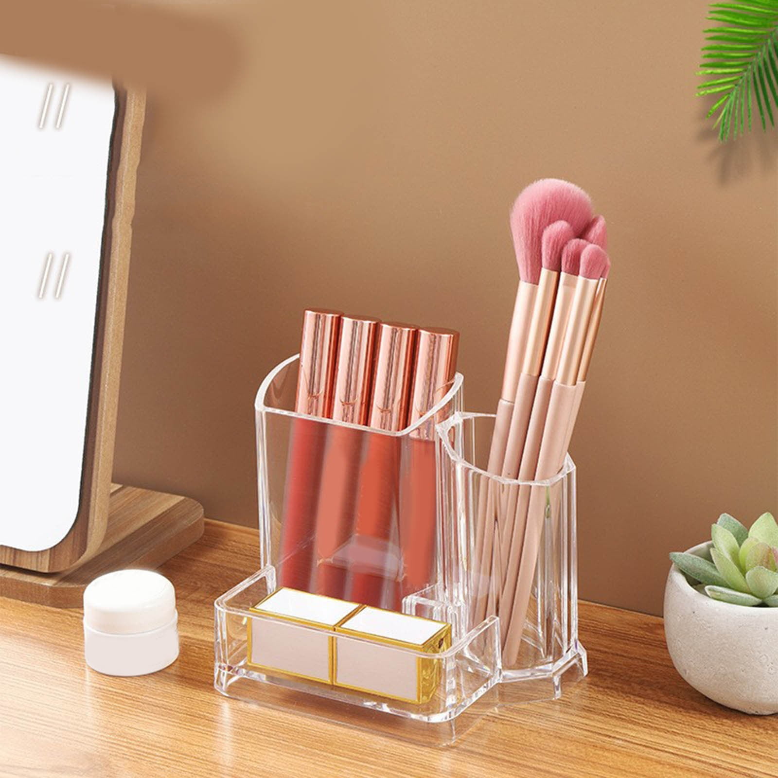 MsOrange 3 Slot Vanity Organizers and Storage, Clear Makeup Brush ...