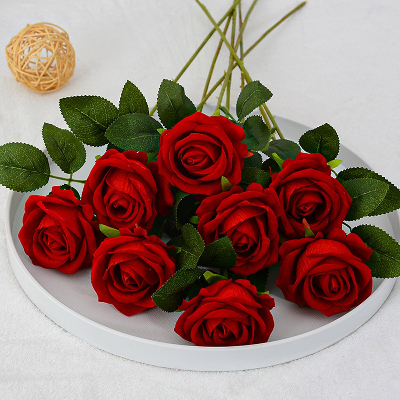 MsOrange 5pcs Red Artificial Rose Flowers Silk Roses Real Touch for ...