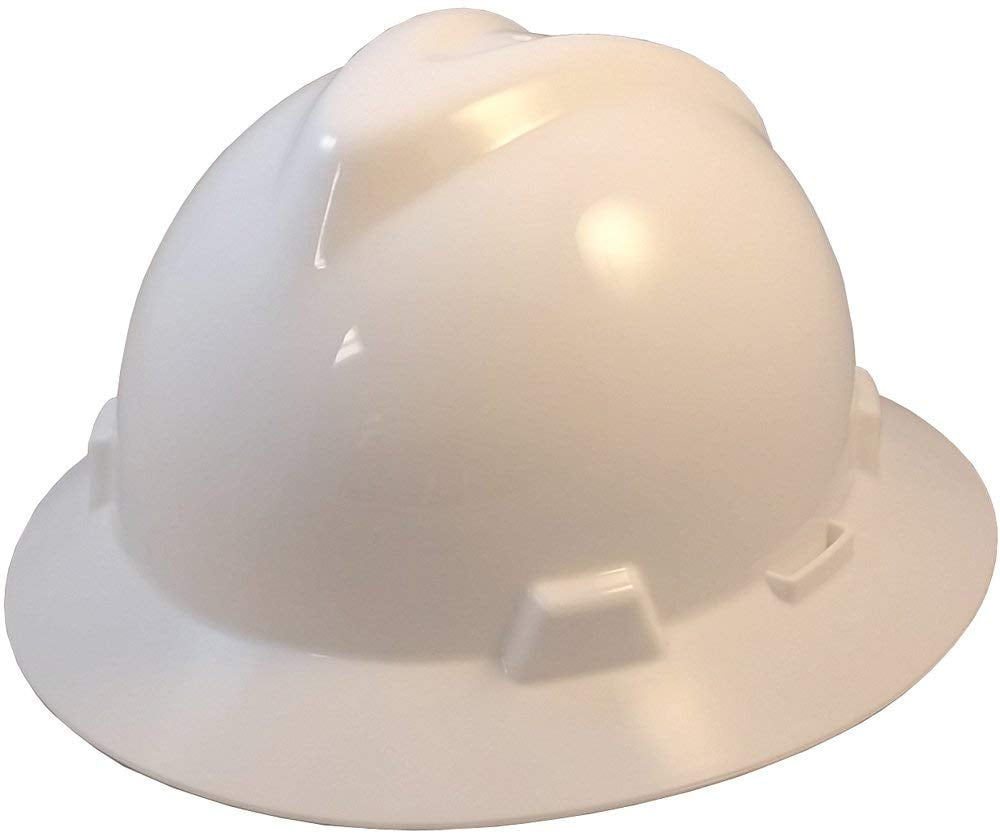 Msa 475369 v-Gard White Full-Brim Hard Hat With Fas-Trac iii Ratchet ...