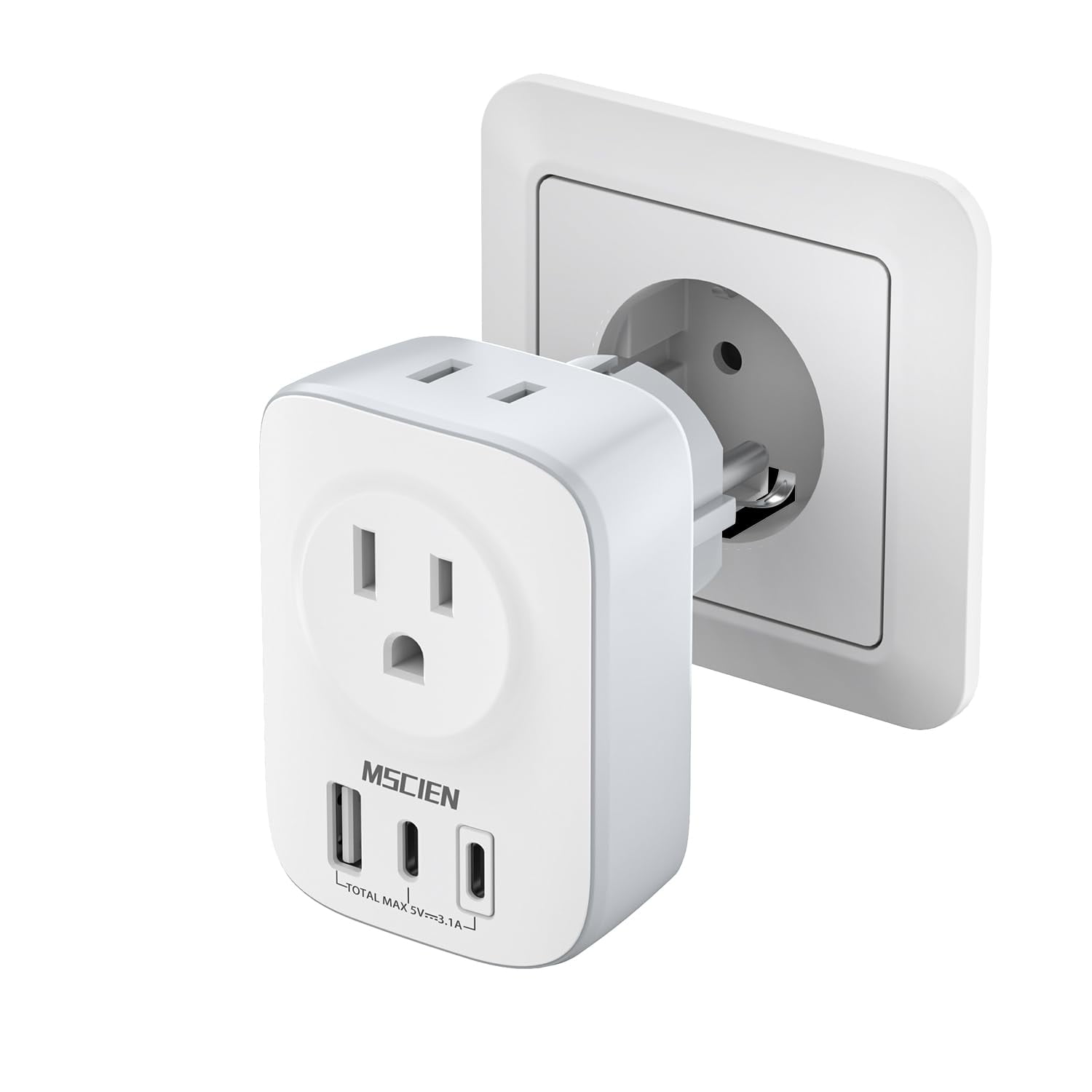 Mscien European Travel Plug Adapter, International Power Adapter ...