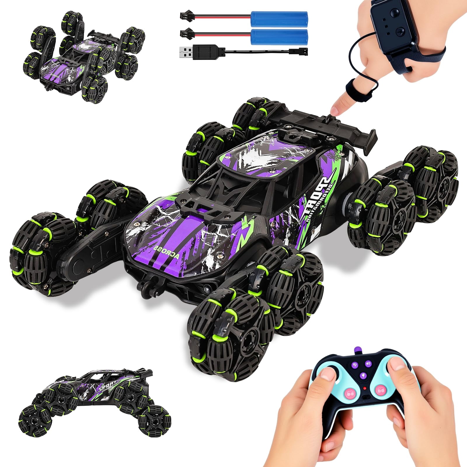 Mscredse 8WD RC Stunt Car, Gesture Sensing Remote Control Cars with ...