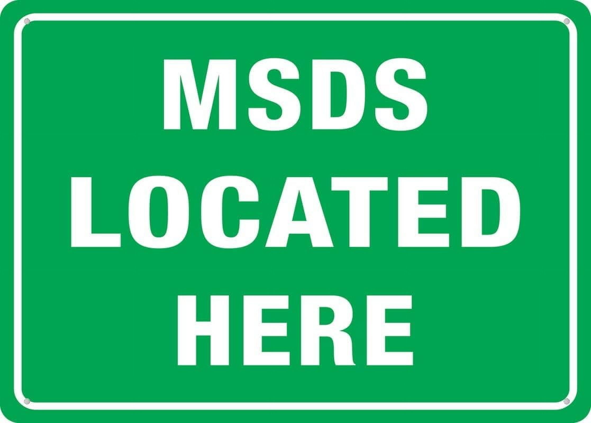 Msds Located Here Sign Rust Free Aluminum Easy to Read & Sturdy Keep ...