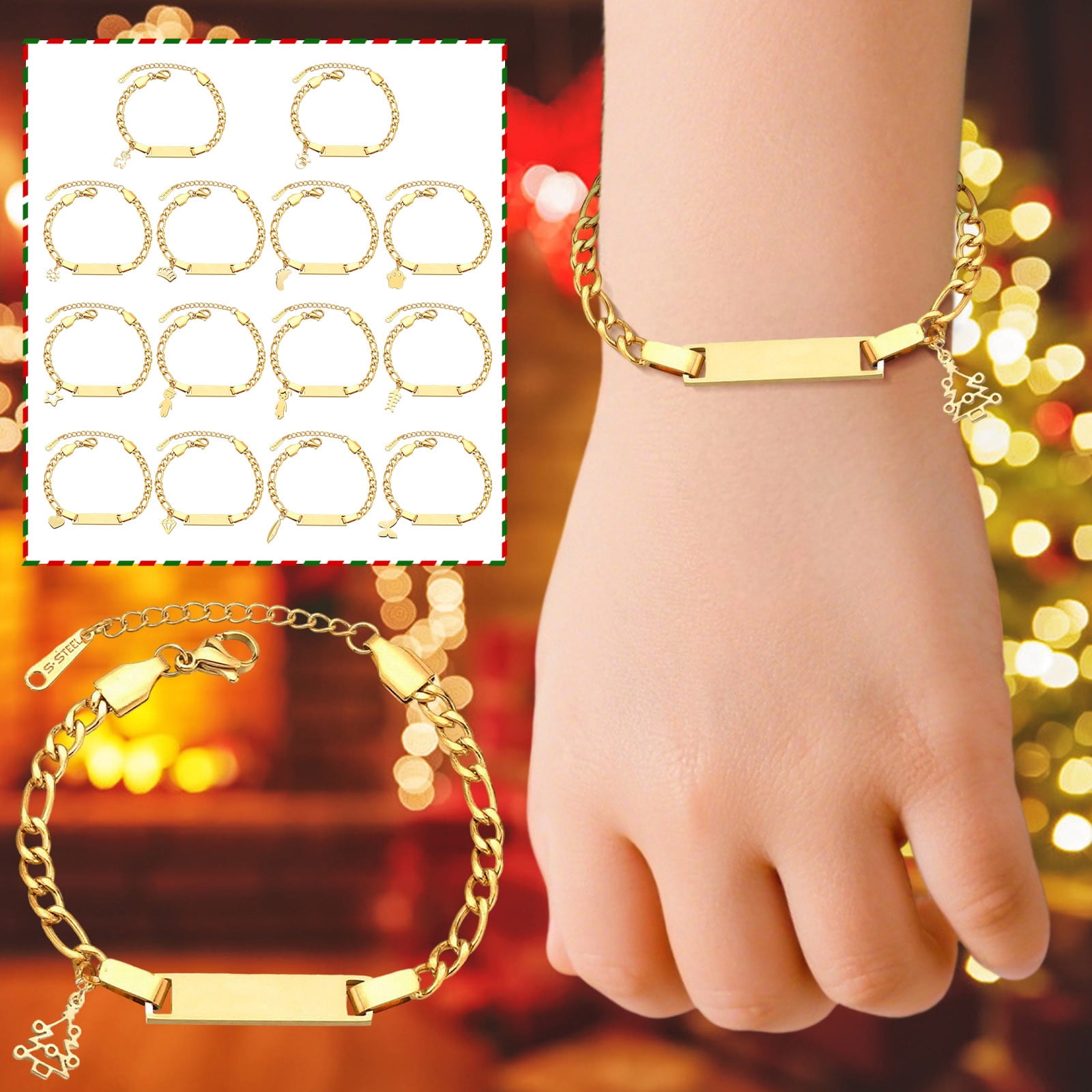 Msgweeeg Bracelet Christmas Tree Decorations Stainless Steel Children's ...