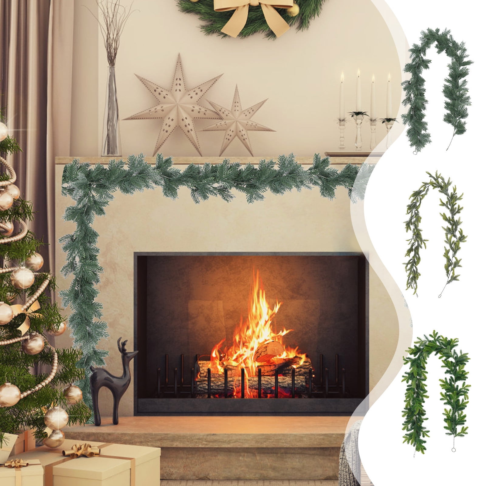 Msgweeeg Christmas Garlands Holiday Decor 1pcs Simulation Rattan ...