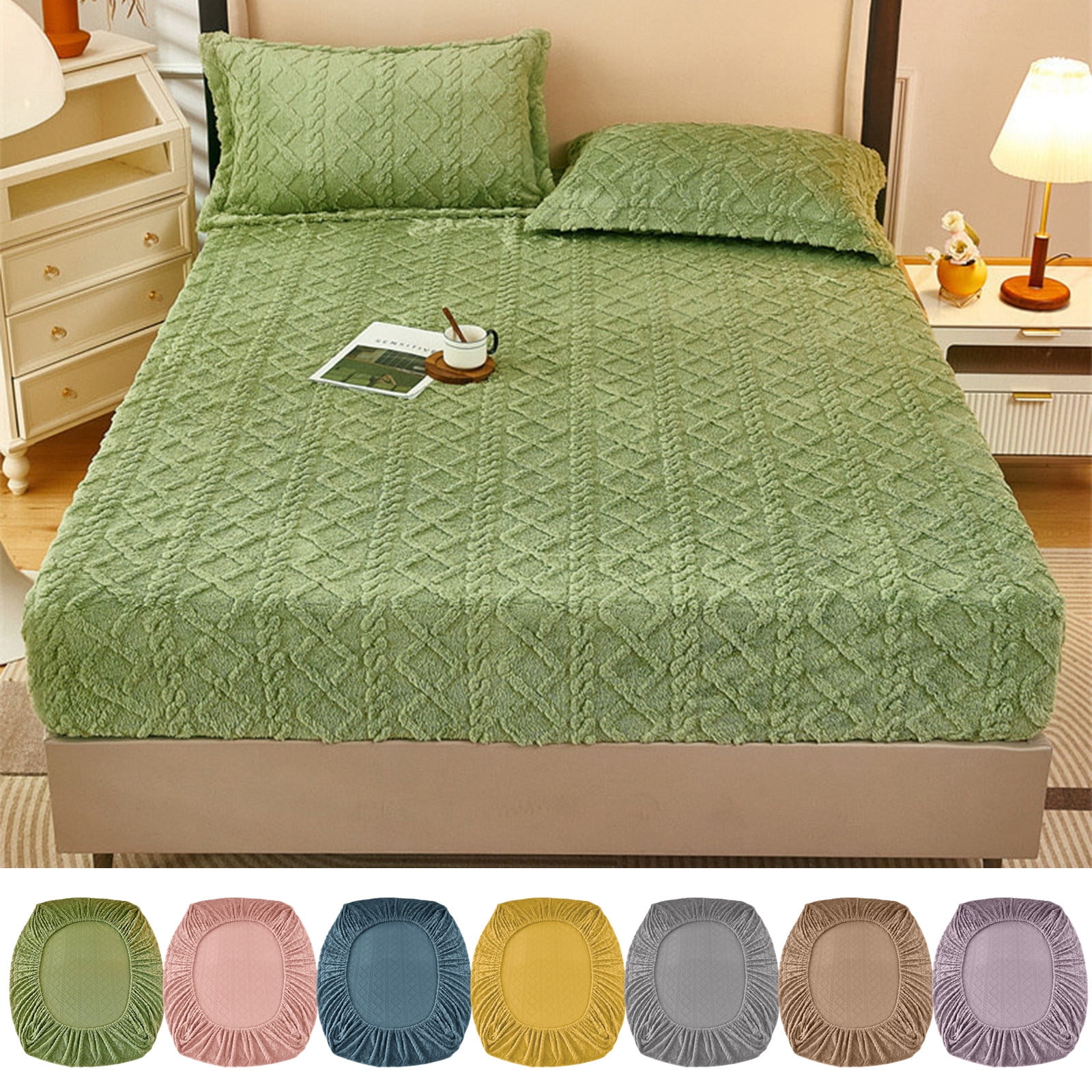 Msgweeeg Fitted Sheets Easy Care Bedsheet Winter Bedding Upholstered ...