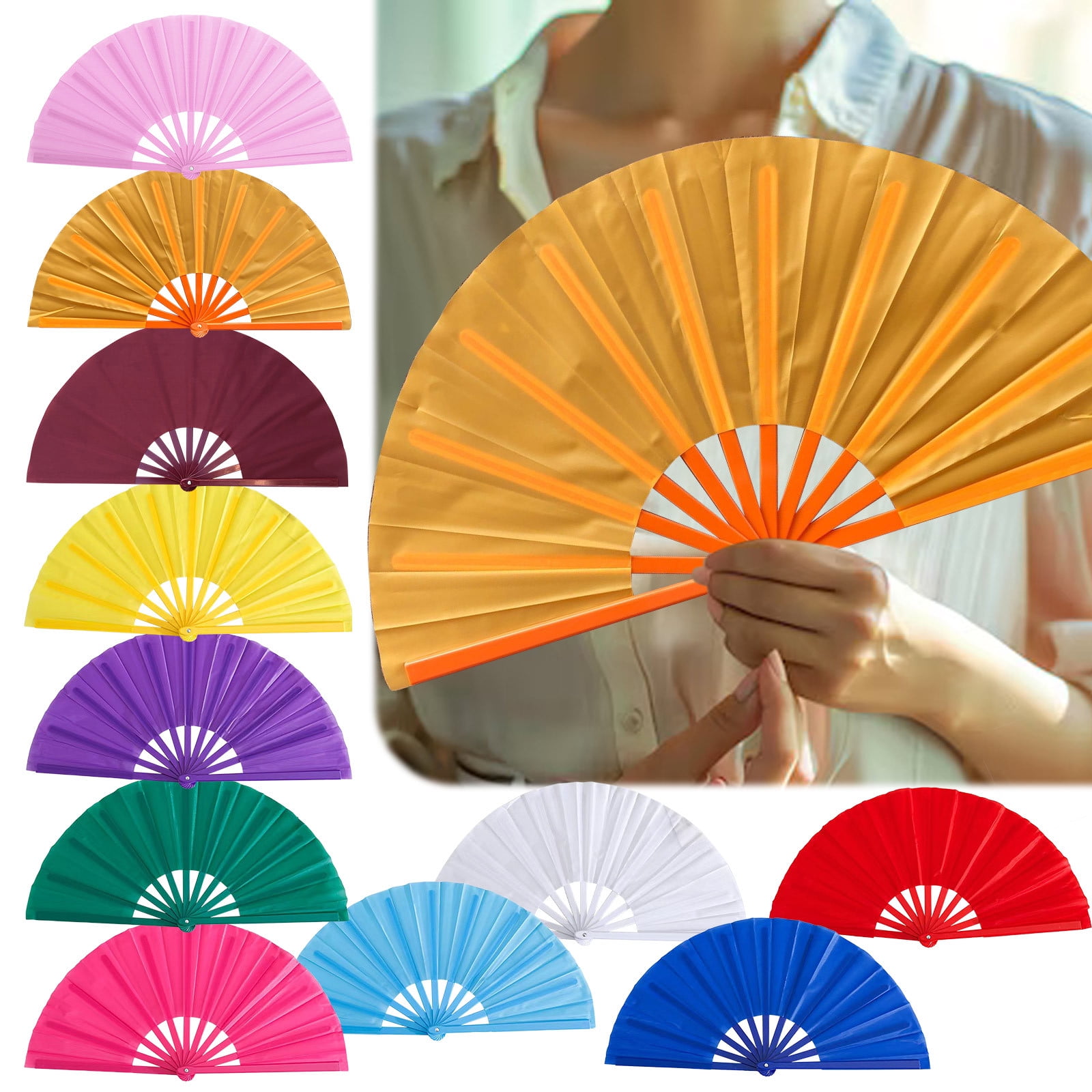 Msgweeeg Hand Fan Foldable Hand Fan 33cm Glitter Fan with Bag Kung ...