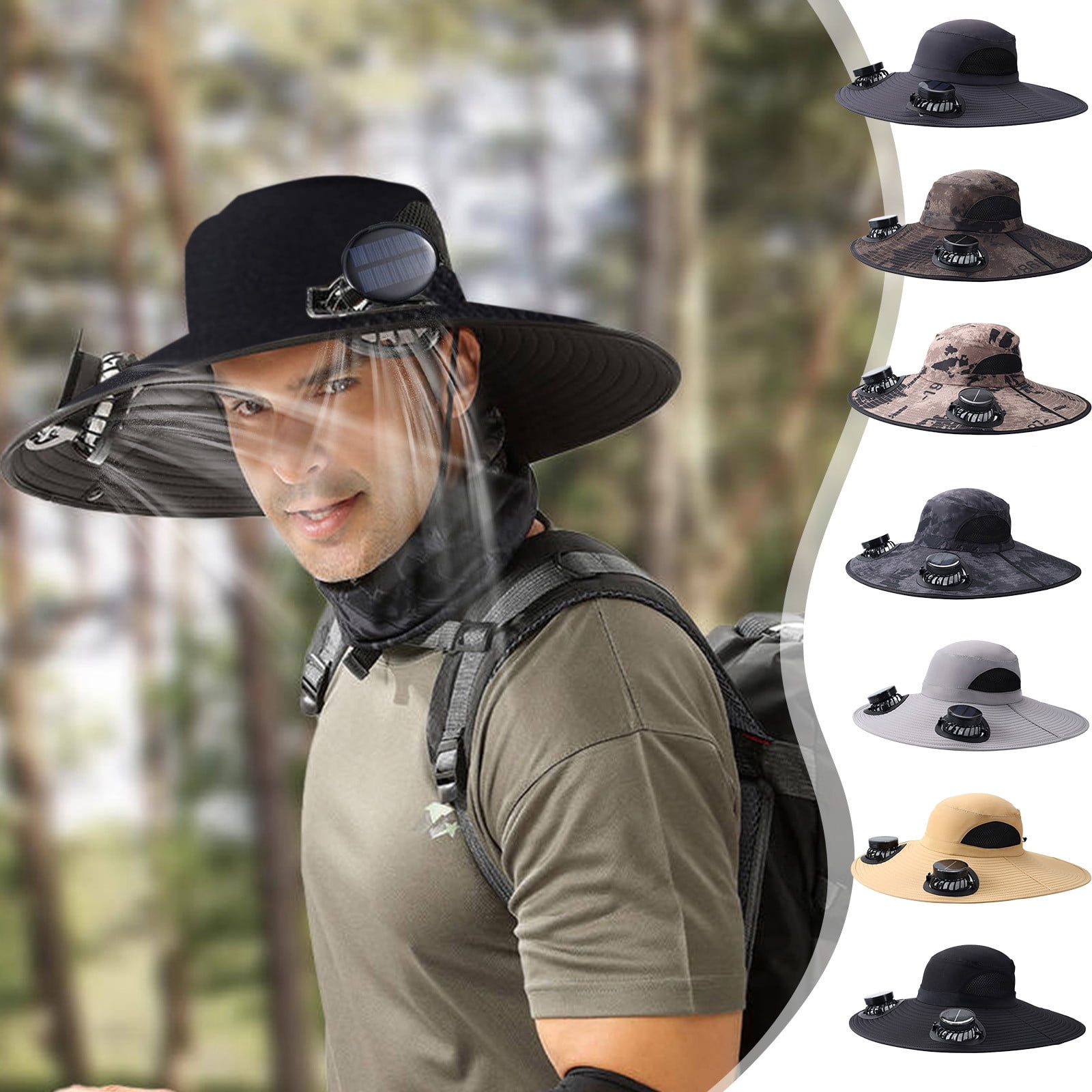 Msgweeeg Hat with Fan Solar Fan Outdoor Hat Solar Hat Solar Fan Hat ...