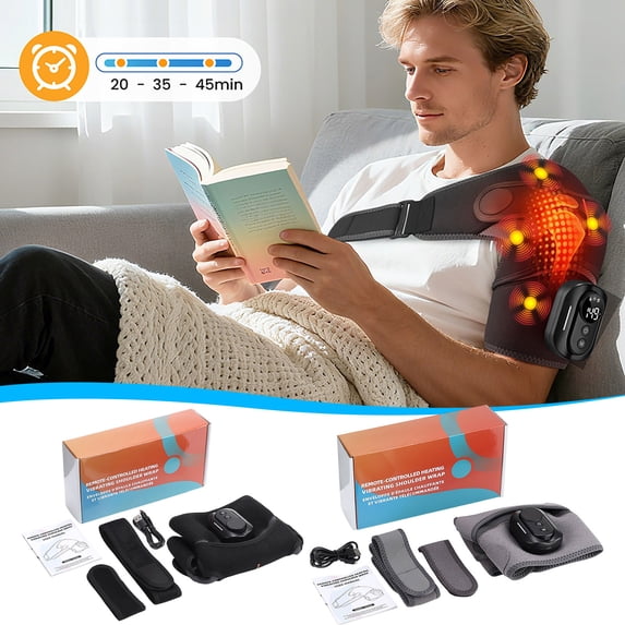 Msgweeeg Heated Shoulder Massager Wireless Remote Control Vibrating ...